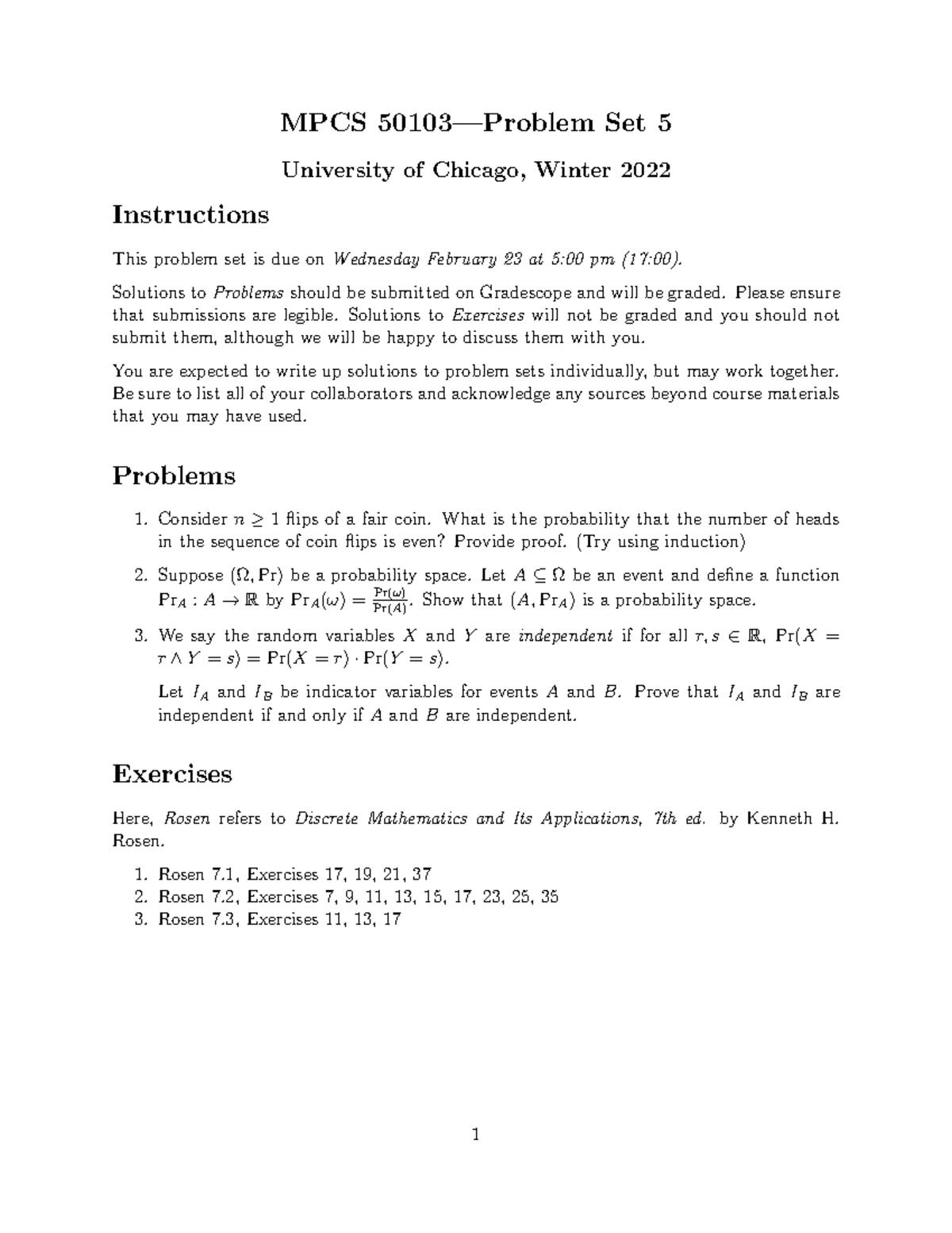 A5 - Discrete Probability Assignment - MPCS 50103—Problem Set 5 ...