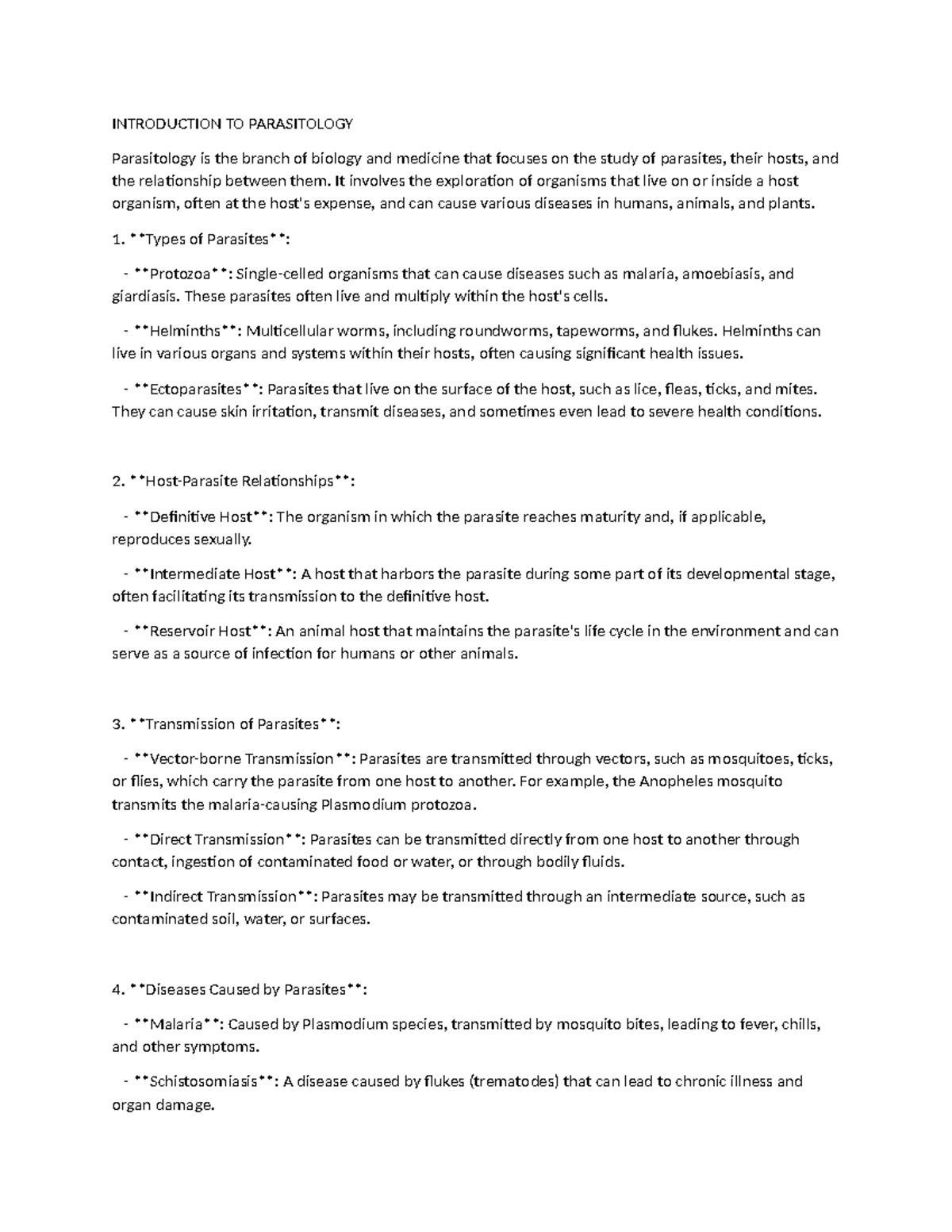 Introduction TO Parasitology - INTRODUCTION TO PARASITOLOGY ...