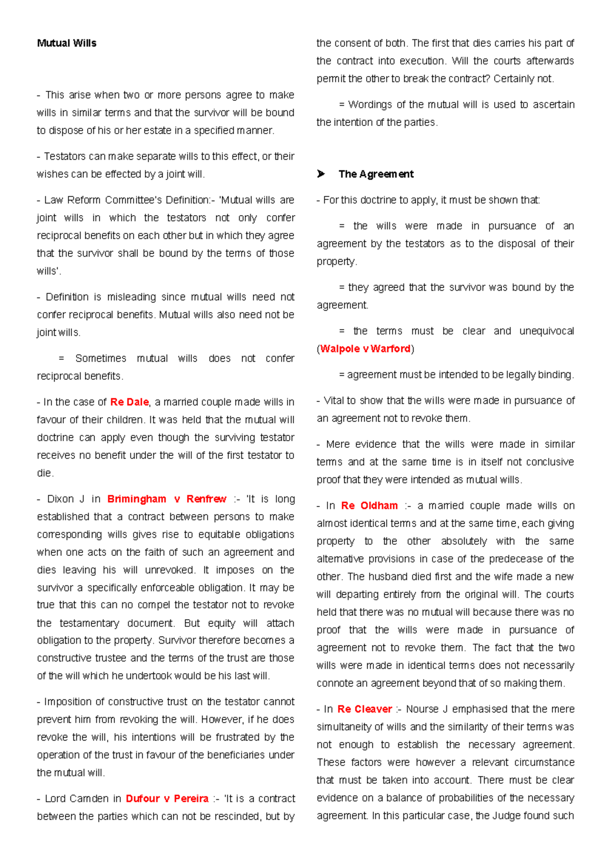 Chapter 2 (Mutual Wills) - Mutual Wills This arise when two or more ...