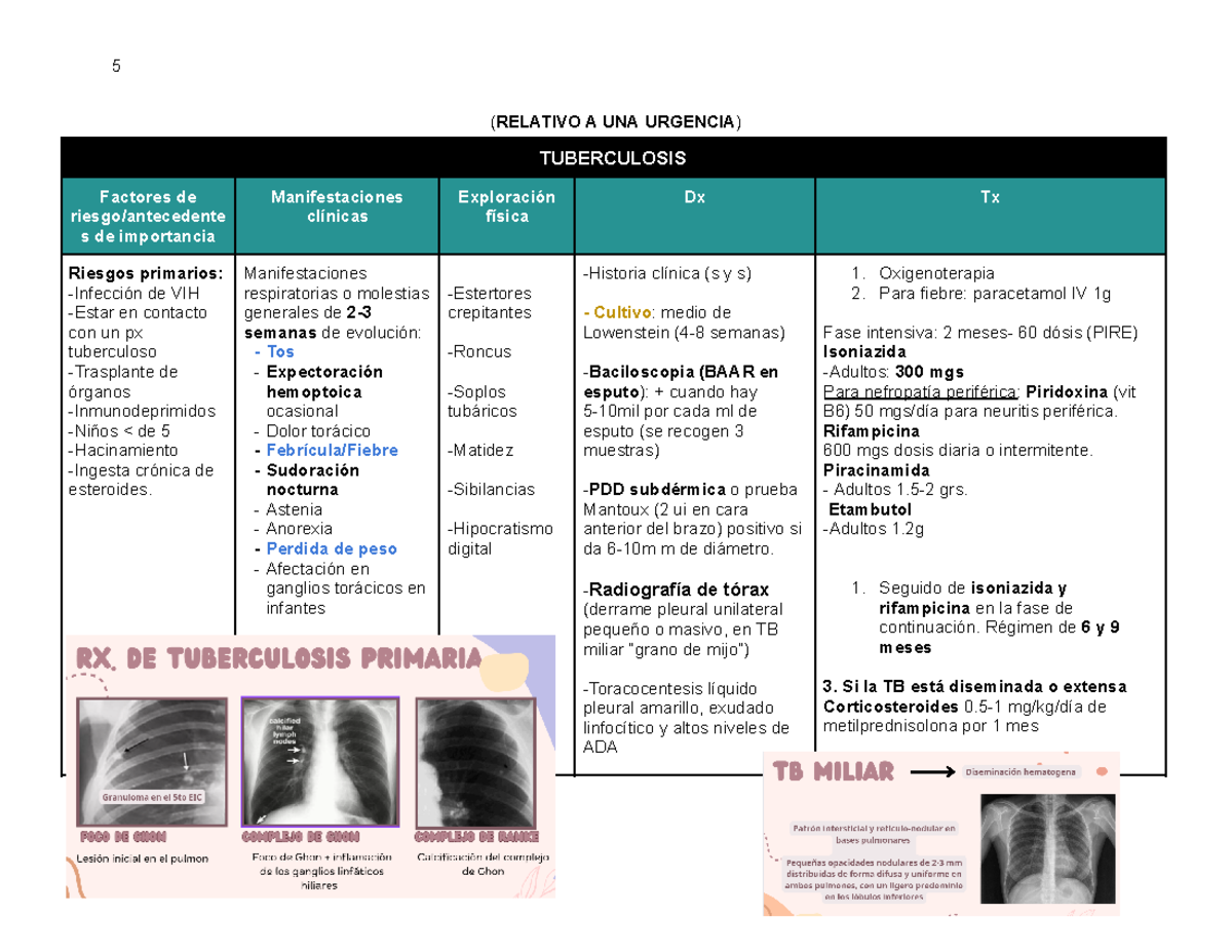Simulador - (RELATIVO A UNA URGENCIA) TUBERCULOSIS Factores de riesgo ...