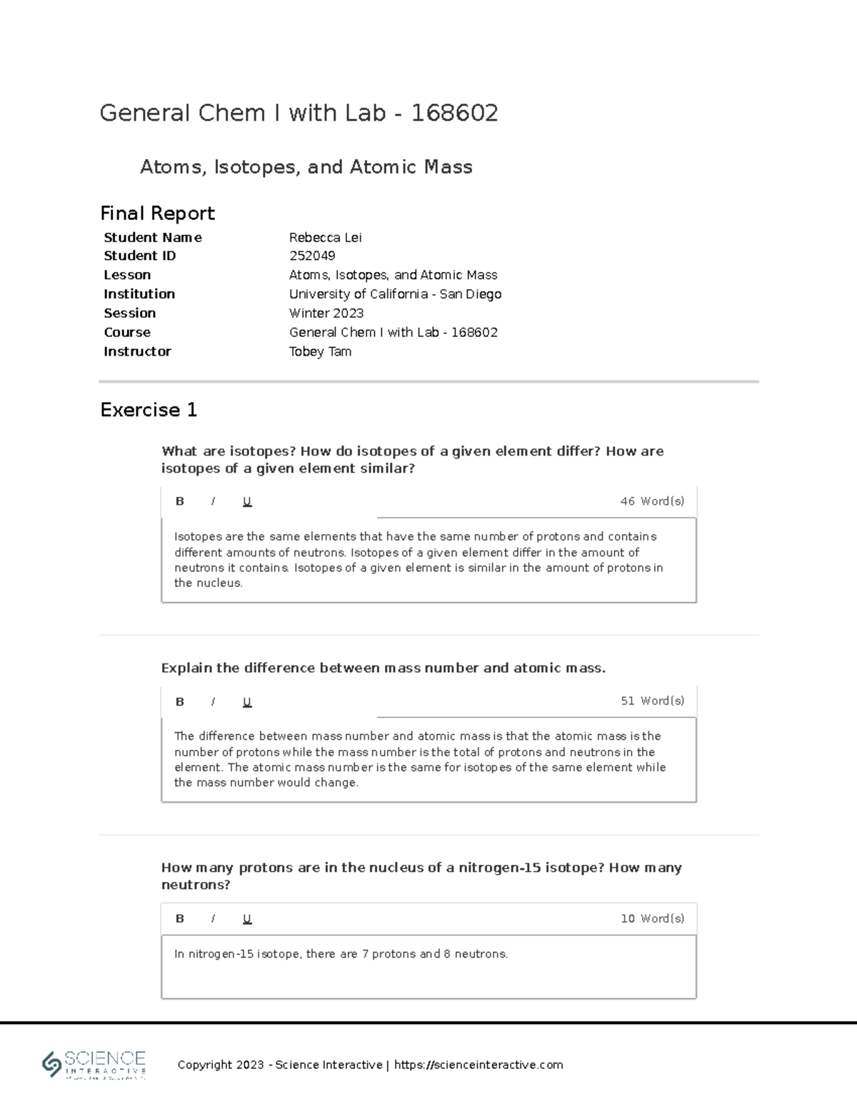 General Chem Iwith Lab 168602 Atoms Isotopesand Atomic Mass 252049 ...