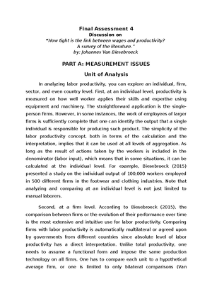 Final Assessment 3 - Measurement issues: Labor input - Final Assessment ...