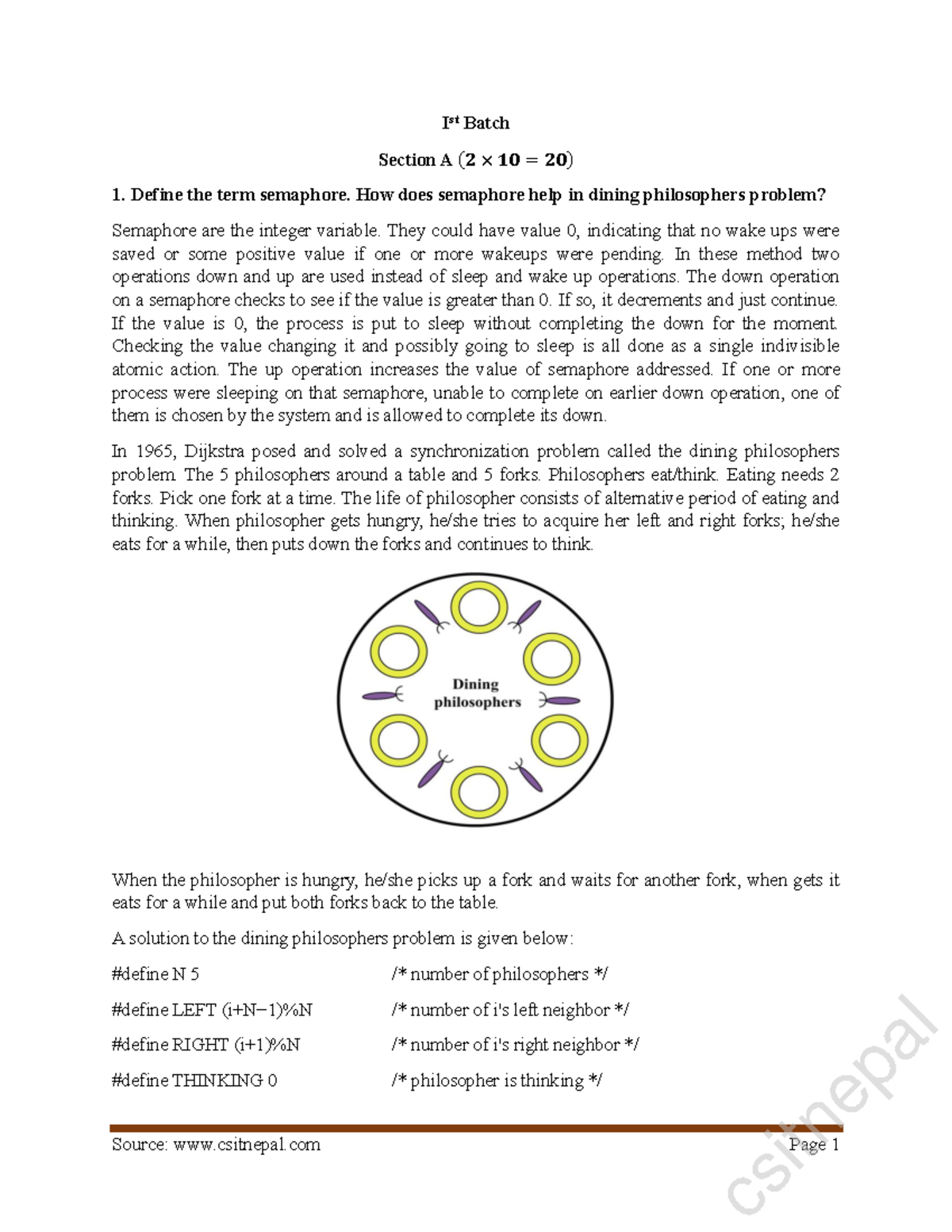 1st batch - fdasfsadfas - Source: csitnepal Page 1 Ist Batch Section A ...