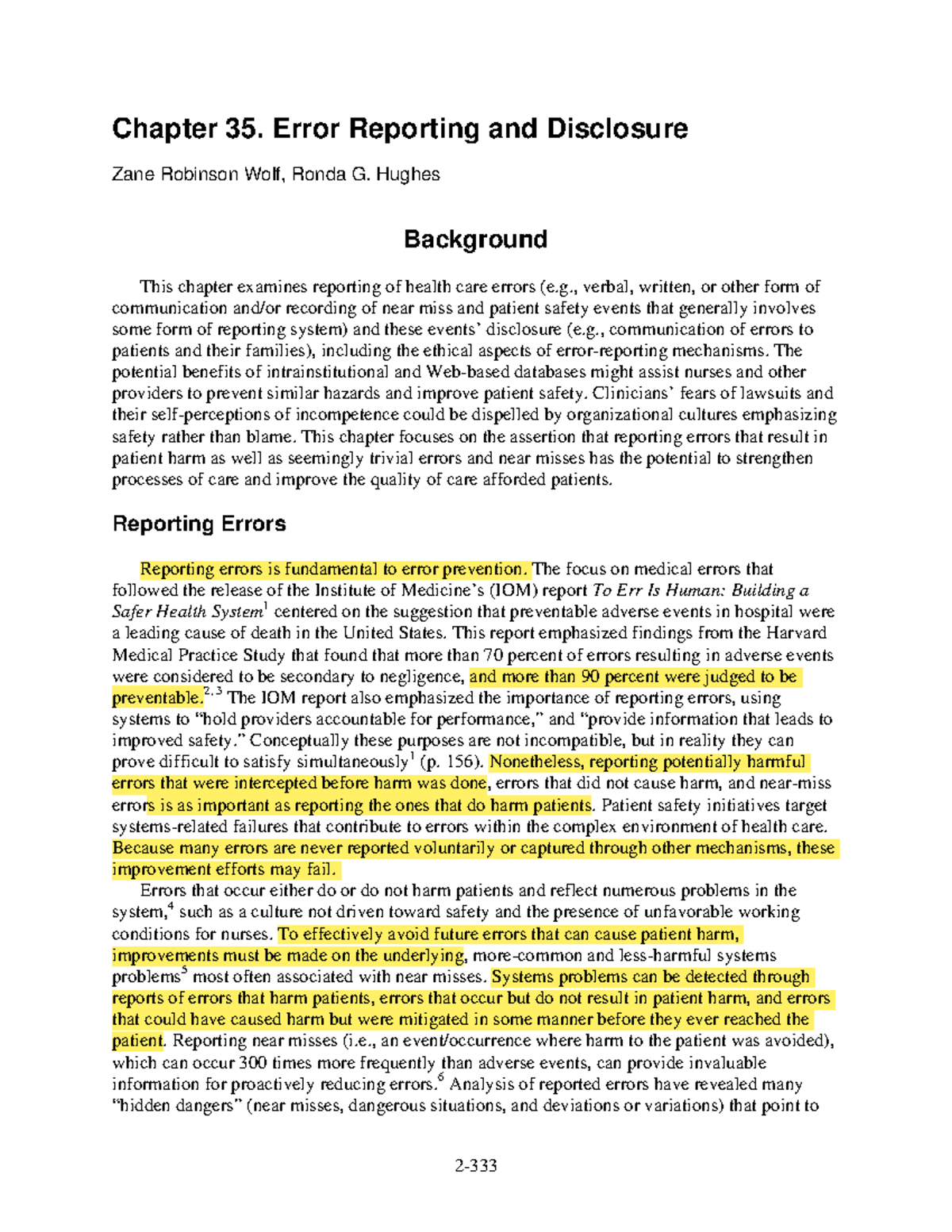 Chapter 35. Error Reporting and Disclosure - Chapter 35. Error ...