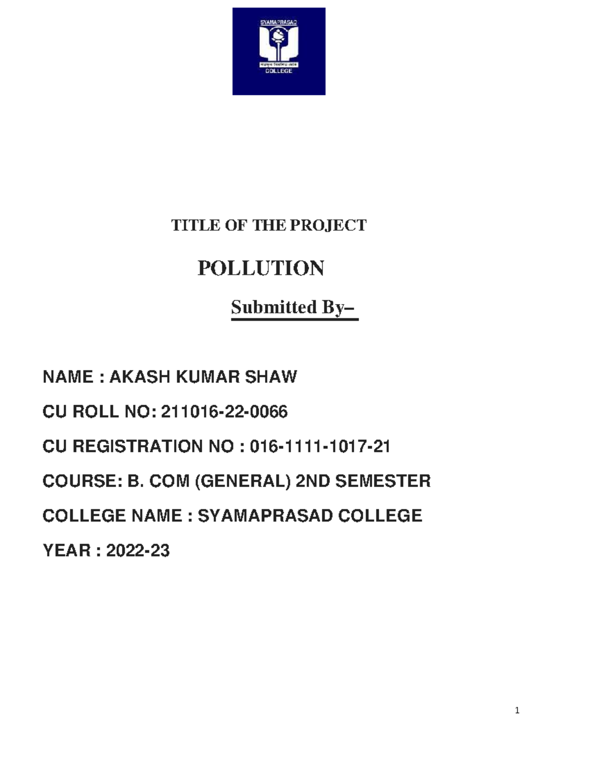 Output - Project work - TITLE OF THE PROJECT NAME : AKASH KUMAR SHAW CU ...