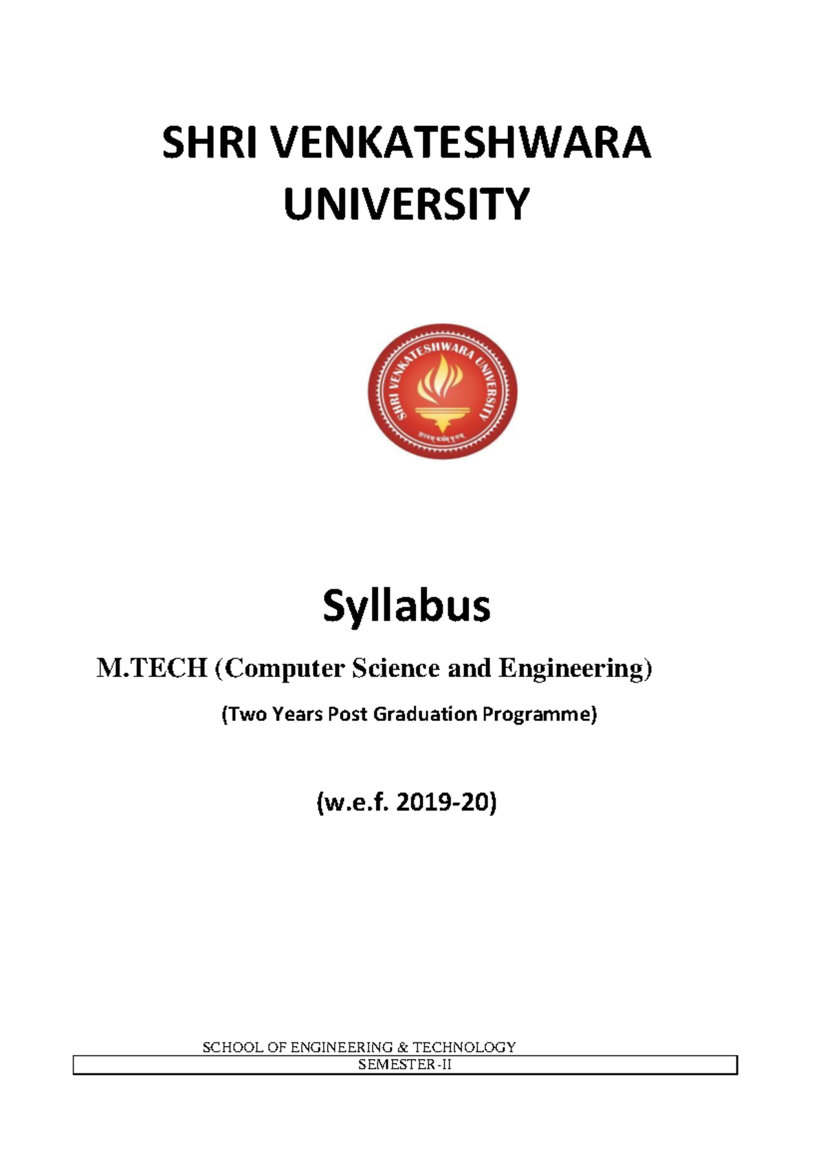 Mtech CSE II SEM syllabus - SHRI VENKATESHWARA UNIVERSITY Syllabus M ...