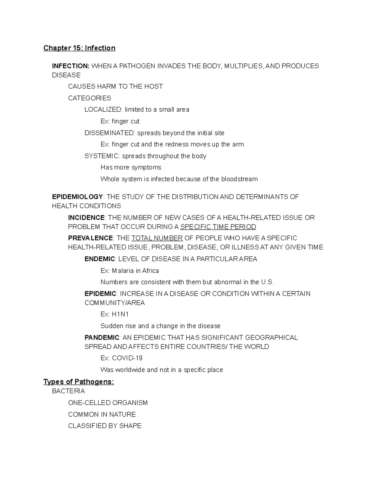 NUR 206 Unit 1 - Bridgewater - Chapter 15: Infection • INFECTION: WHEN ...