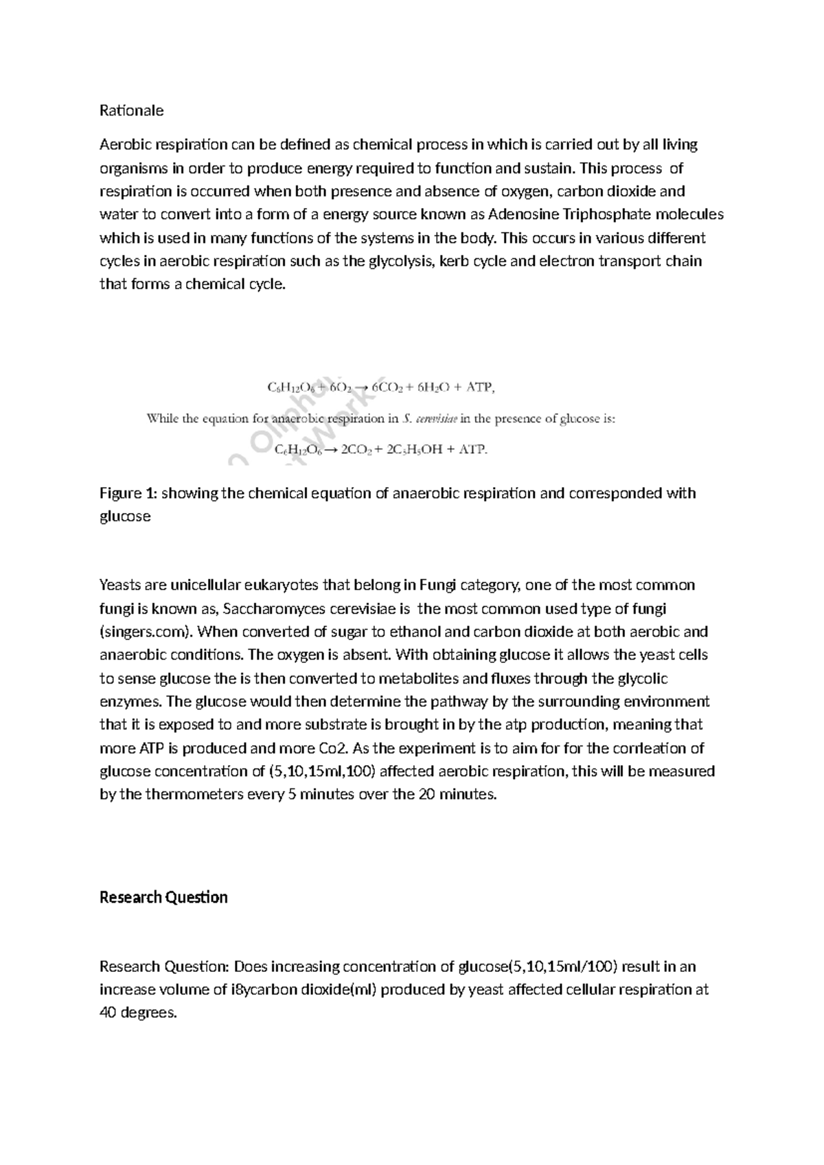 Biology - Rationale Aerobic respiration can be defined as chemical ...