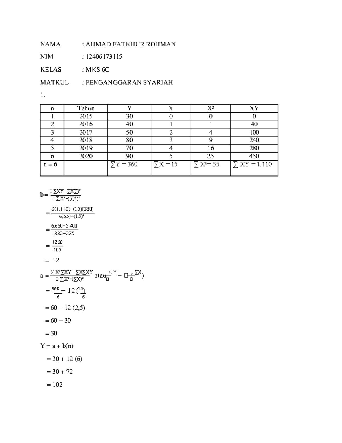 Tugas statistik 1 - NAMA : AHMAD FATKHUR ROHMAN NIM : 12406173115 KELAS ...