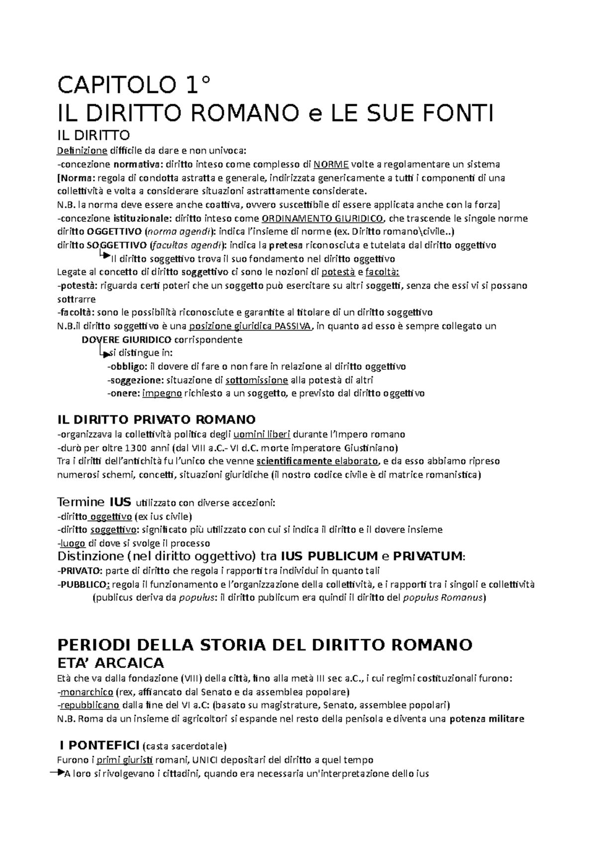 Romano 1 - schemi riassuntivi - CAPITOLO 1° IL DIRITTO ROMANO e LE SUE ...