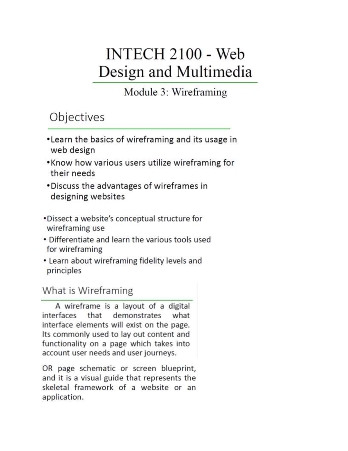 Lecture 6 - Introduction to Wireframing - Information Technology - Studocu