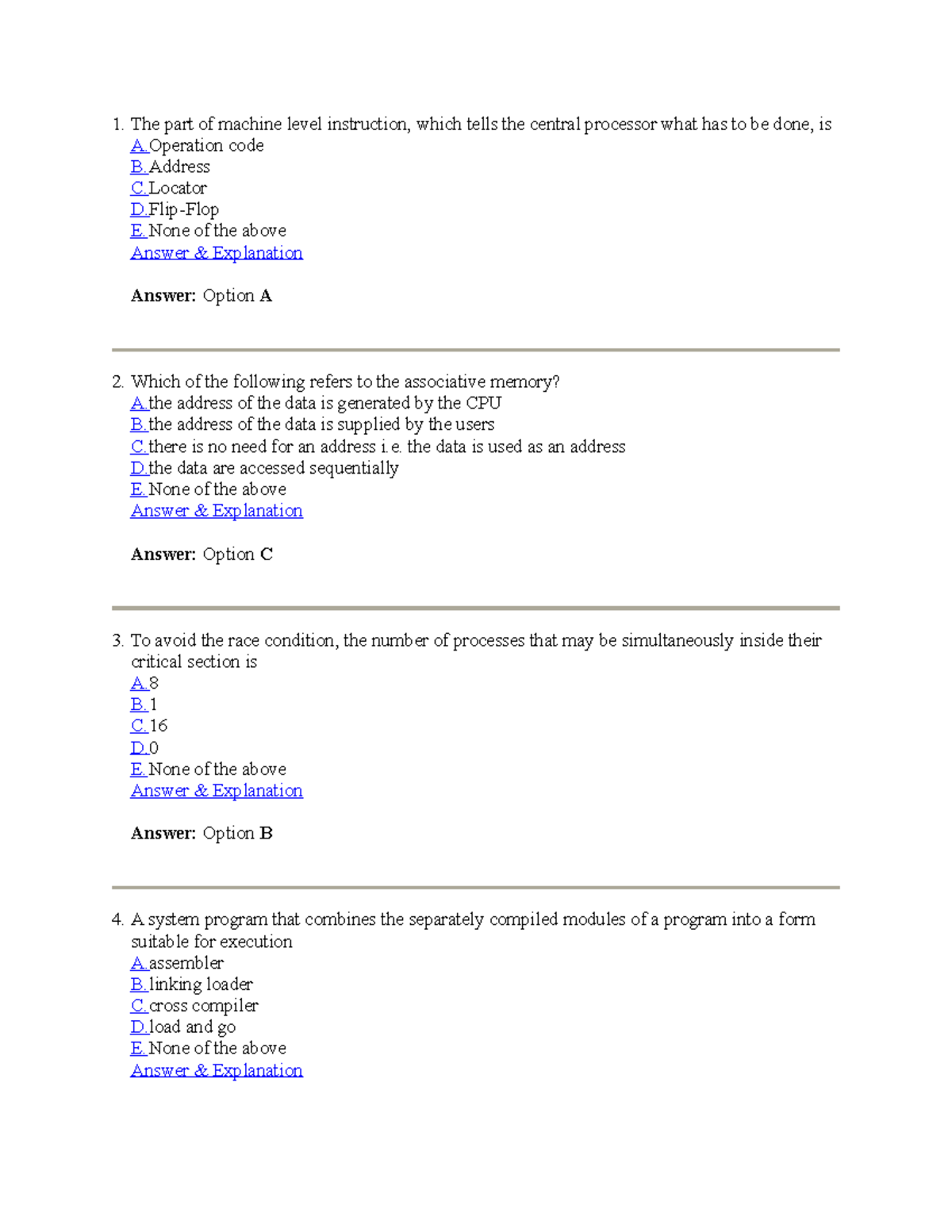 MCQ OS - pdf related to operating system - The part of machine level instruction, which tells ...
