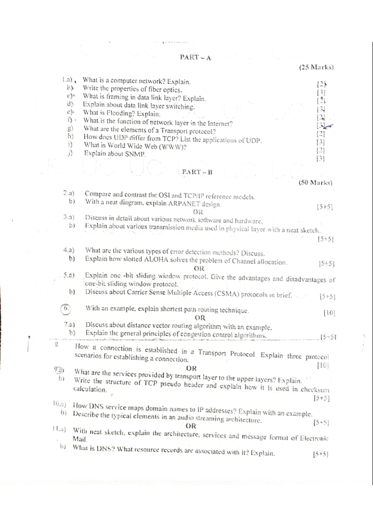 CN Question Paper - PART A (25 Marks) 1) I What is a computer network ...