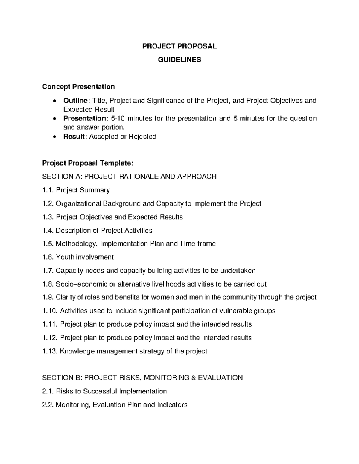 Project- Proposal- Guidelines - PROJECT PROPOSAL GUIDELINES Concept ...