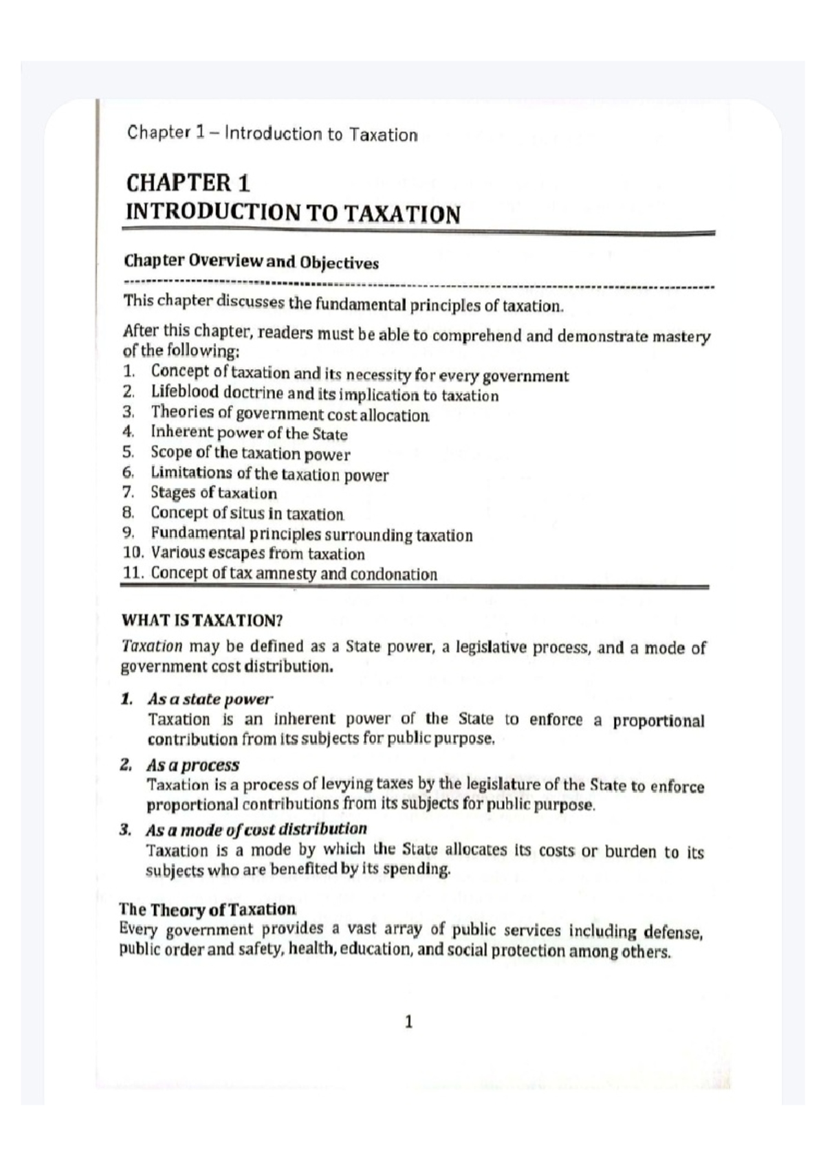 Income Taxation - Chapter 1 - Chapter 1 Introduction to Taxation ...