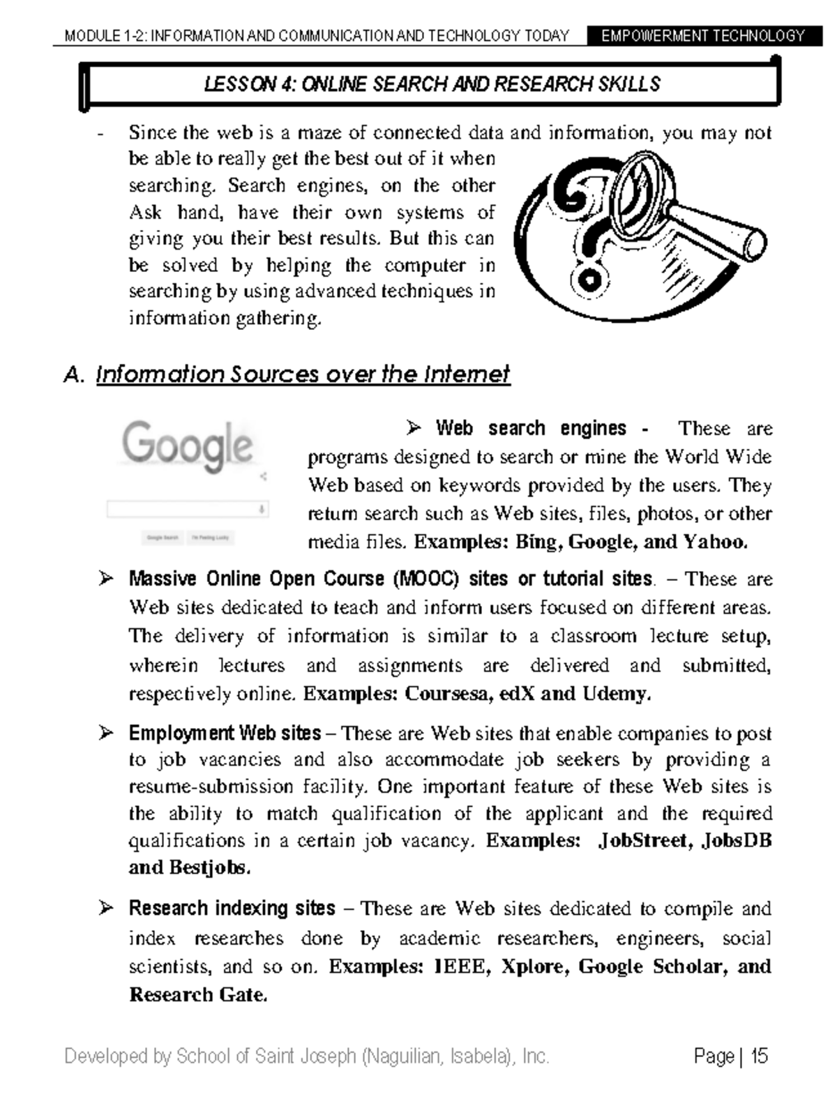 Lesson-4 - Emtech - MODULE 1-2: INFORMATION AND COMMUNICATION AND TECHNOLOGY TODAY EMPOWERMENT ...