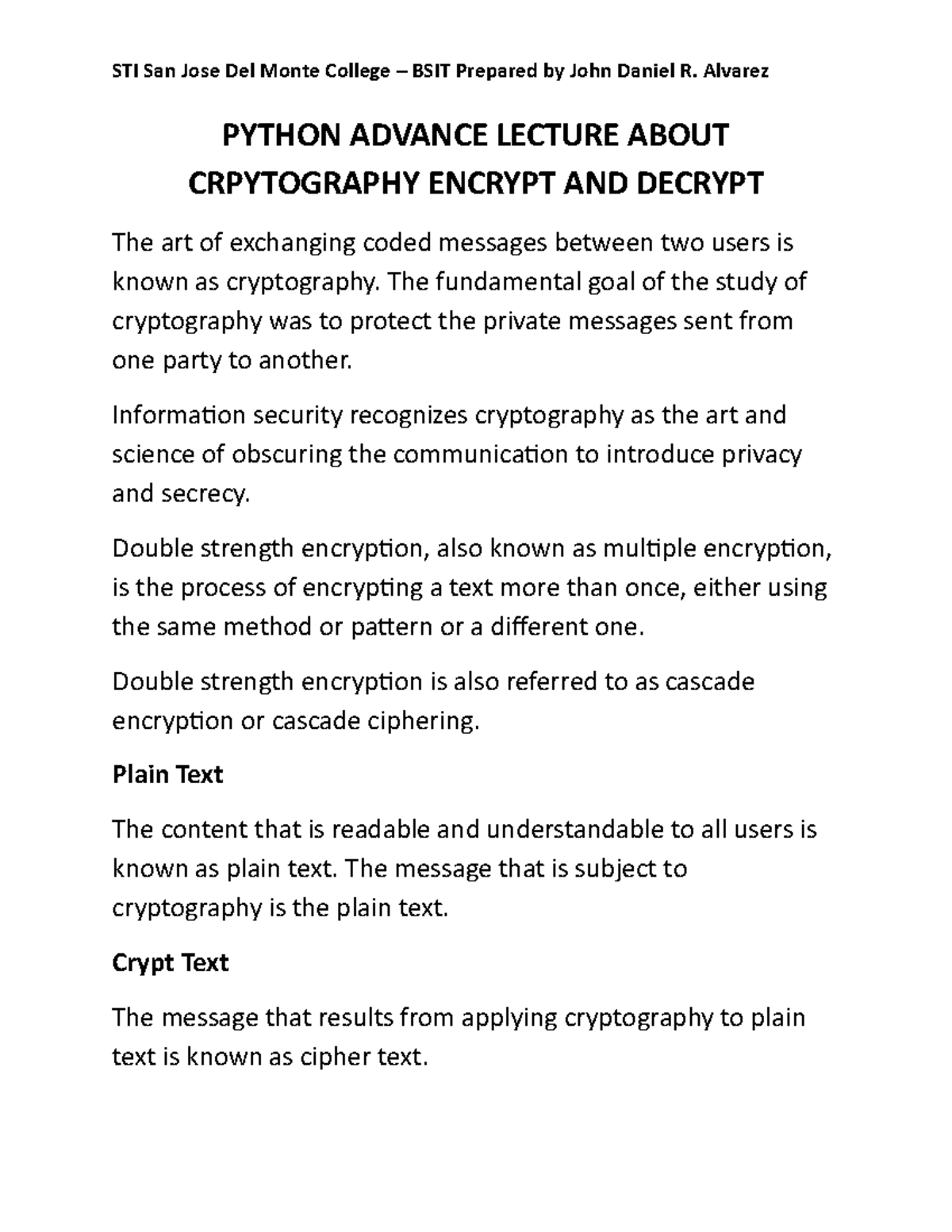 Python Advance Lecture About Cryptography Encrypt And Decrypt Python