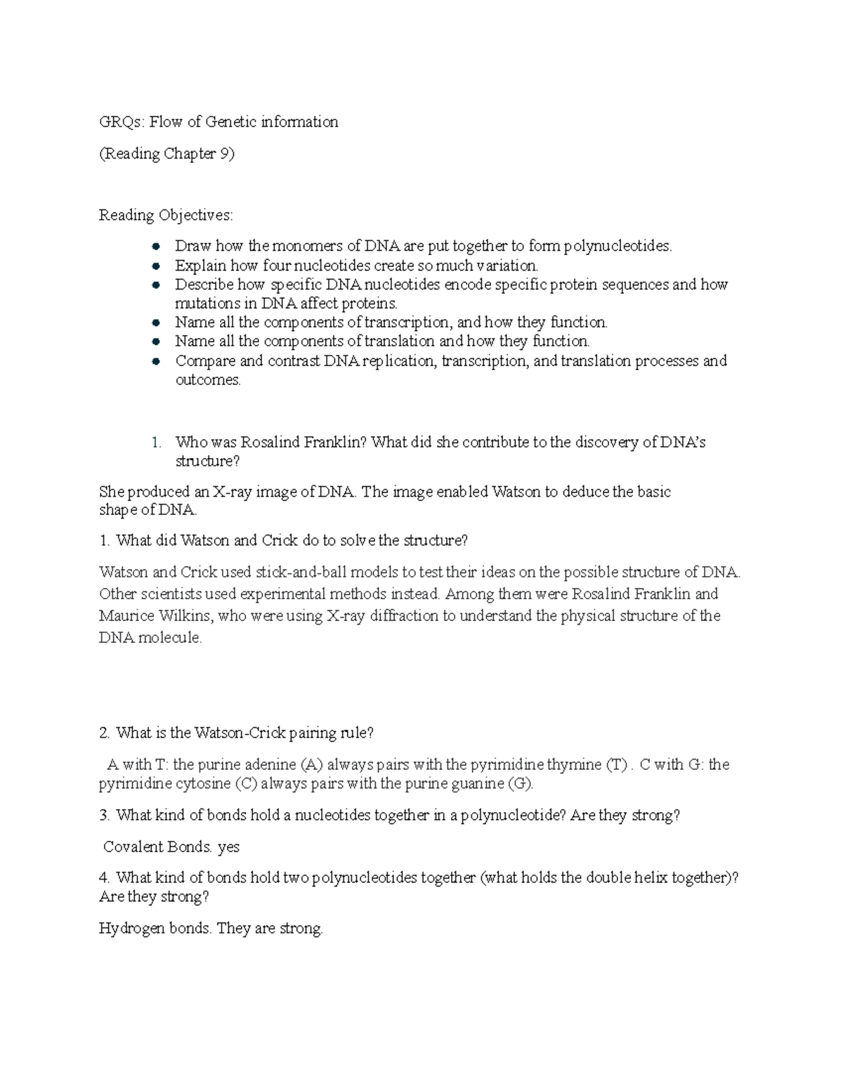 C9 GRQ BIO 101 - Guided Reading Questions about the Flow of Genetic ...
