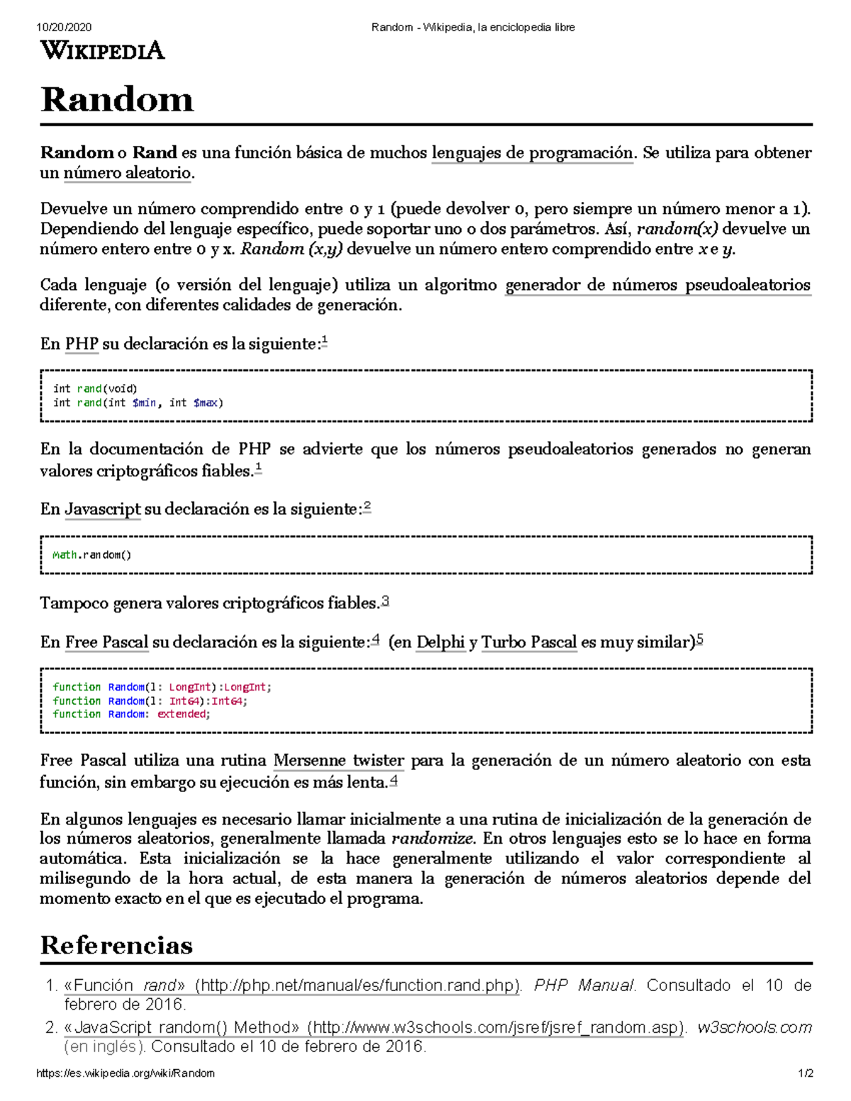 Random - Wikipedia, la enciclopedia libre - wikipedia/wiki/Random 1 ...