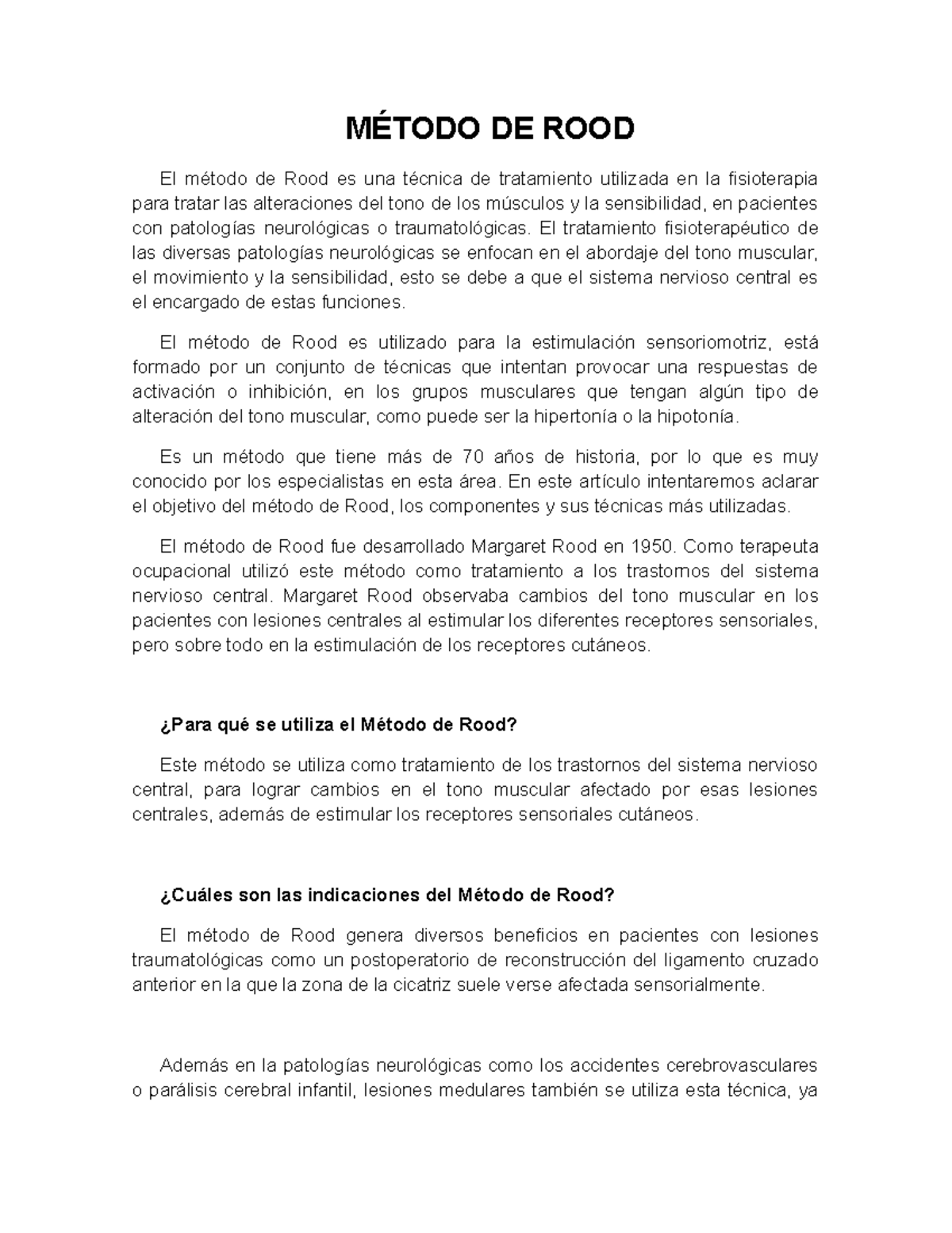 Método de Rood - MÉTODO DE ROOD El método de Rood es una técnica de ...