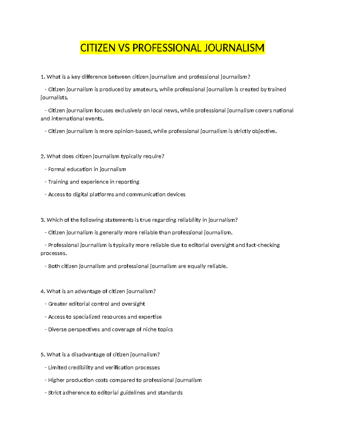 4. LONG TEST Citizen VS Professional Journalism - CITIZEN VS ...