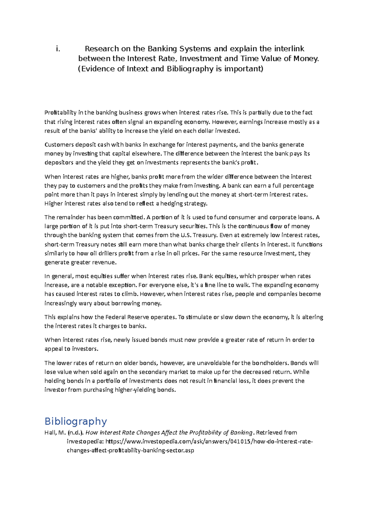 Research on the Banking Systems and explain the interlink between the ...