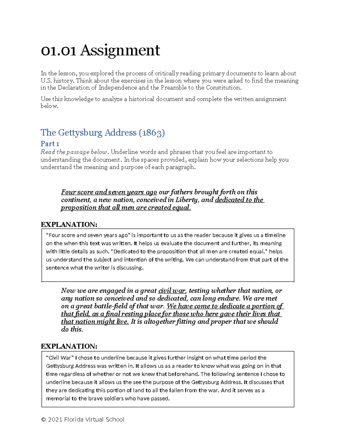 0101 assignment DONE - its 1.01 ush honors - 01 Assignment In the lesson, you explored the ...