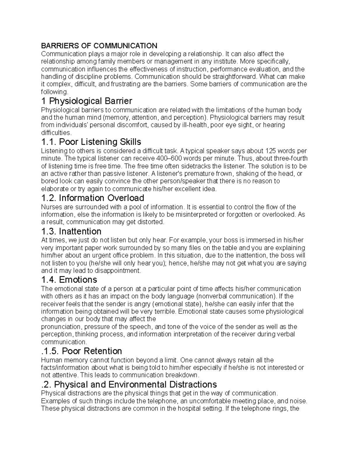 Barriers - Notes on extension methods - BARRIERS OF COMMUNICATION ...