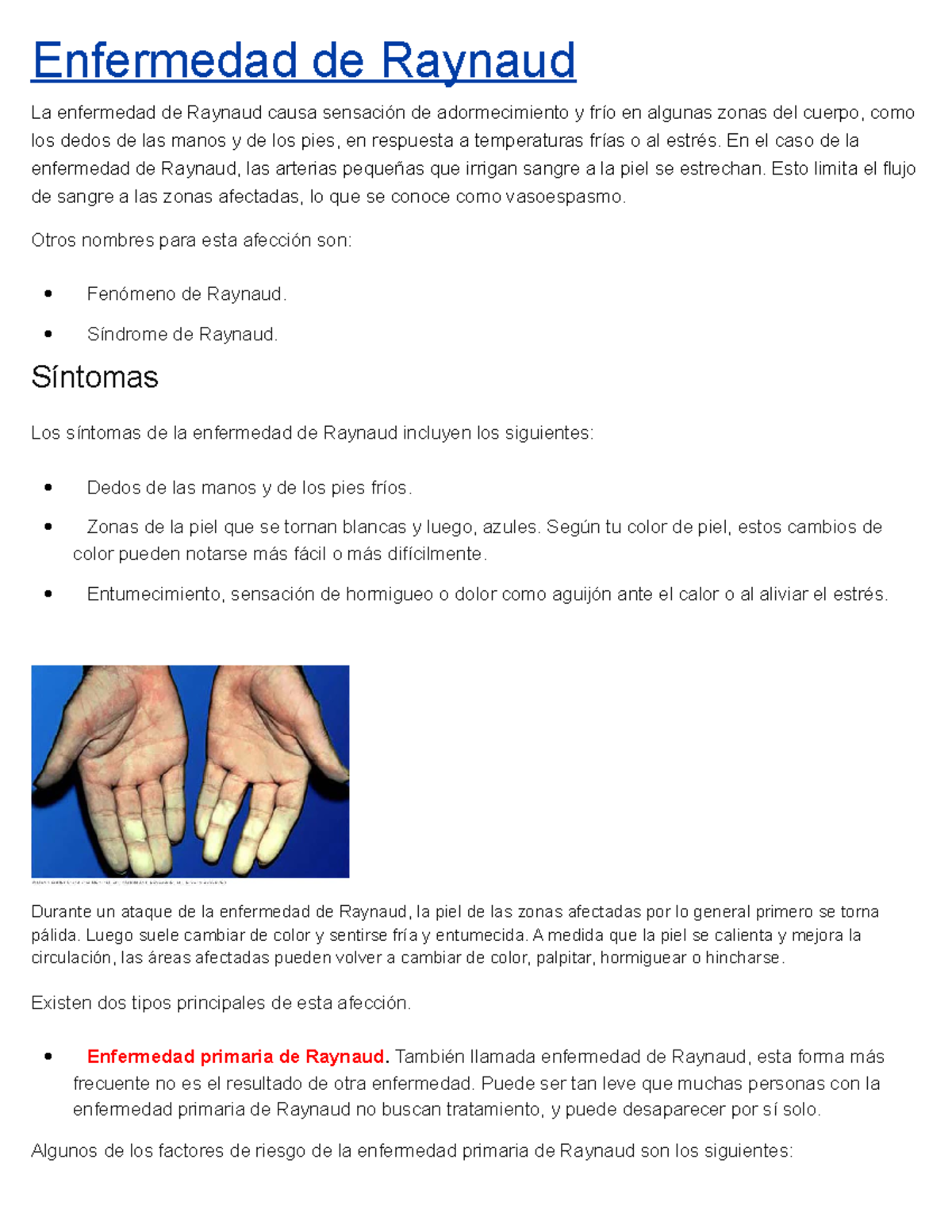 Sindrome de raynaud - MNBJKNJNJNJKJNJK - Enfermedad de Raynaud La ...