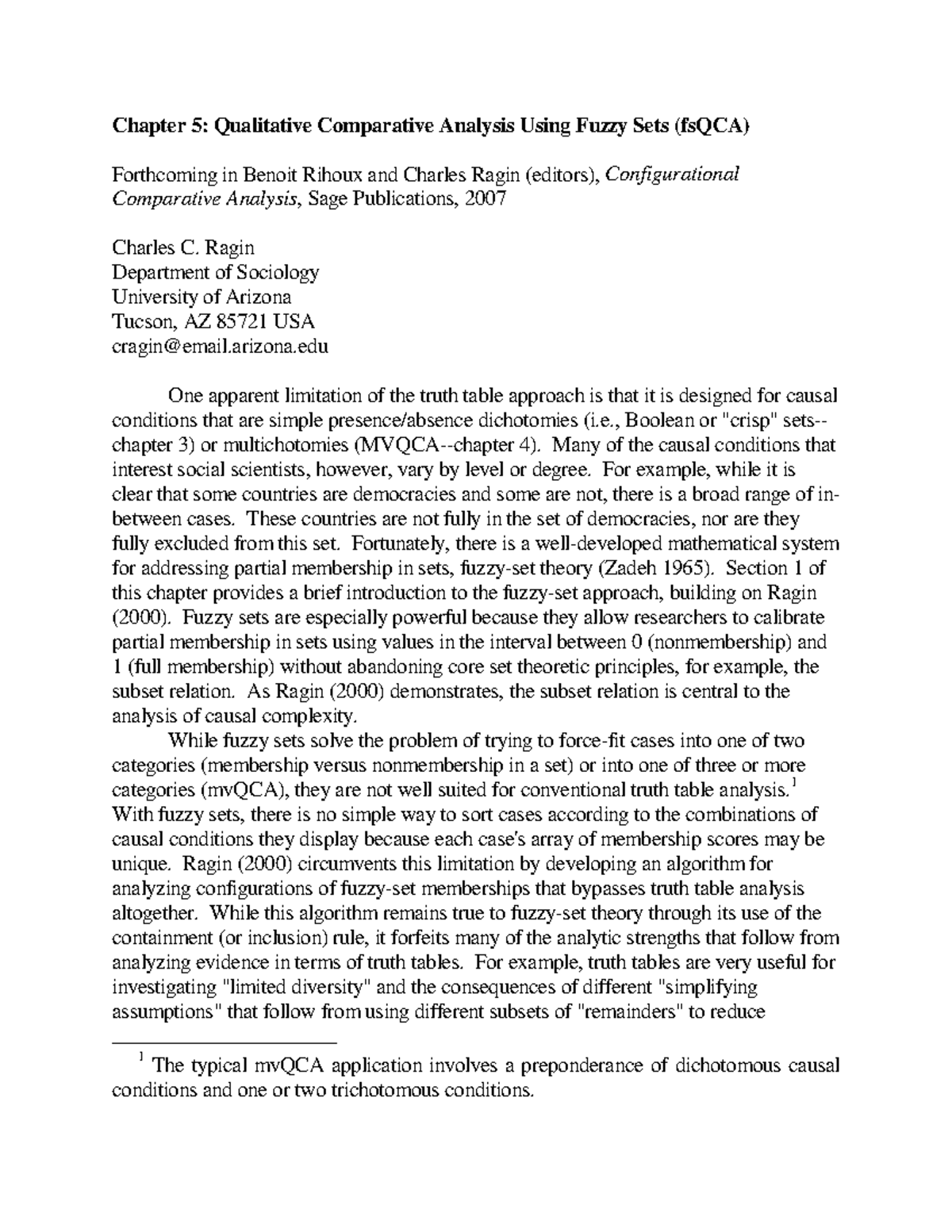 Pdf - Statsvitenskap - Chapter 5: Qualitative Comparative Analysis ...