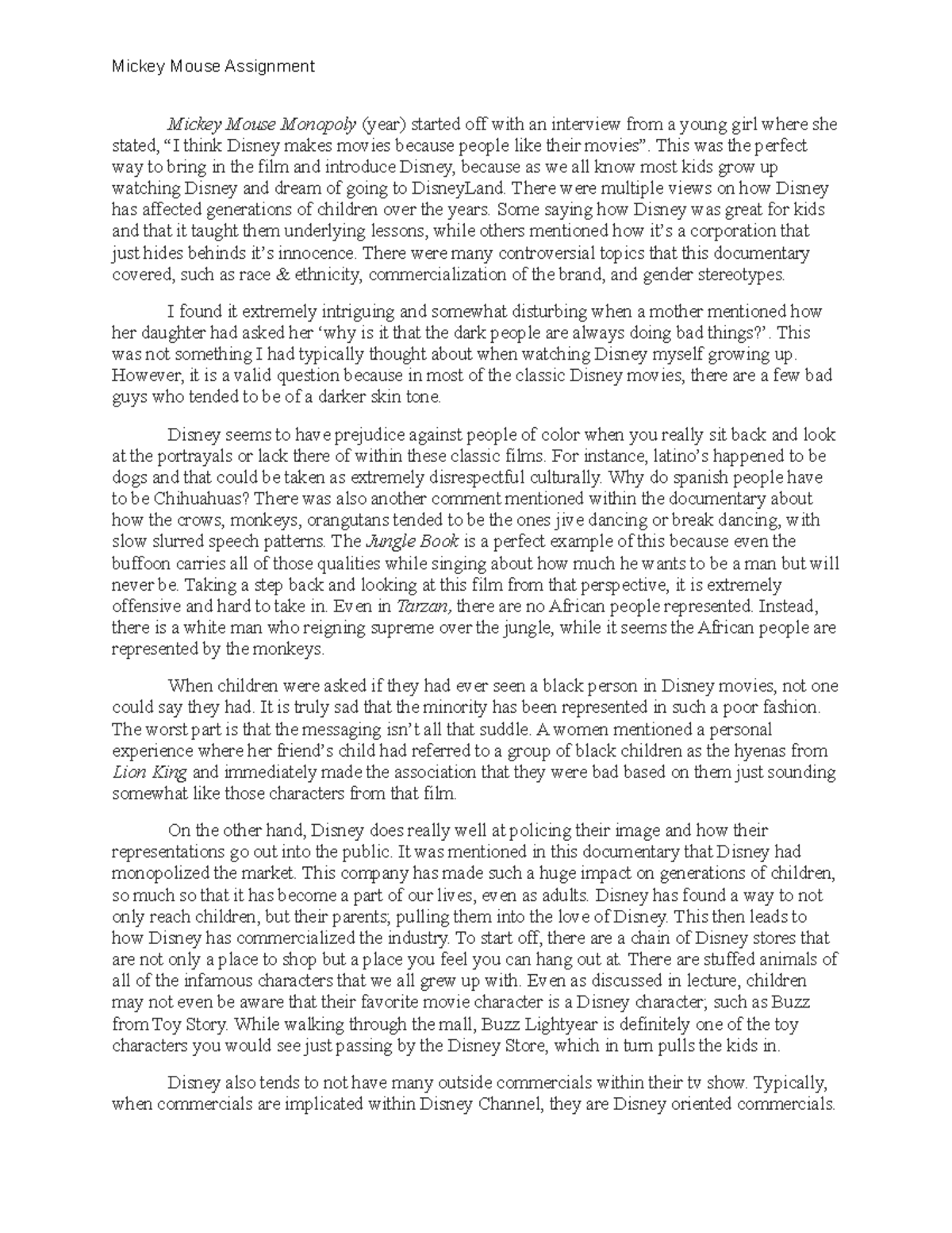 Mickey Mouse Assignment - Mickey Mouse Assignment Mickey Mouse Monopoly ...