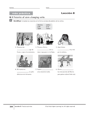 Preterite tense of regular verbs - Nombre Fecha 326 Lección 6 Practice ...