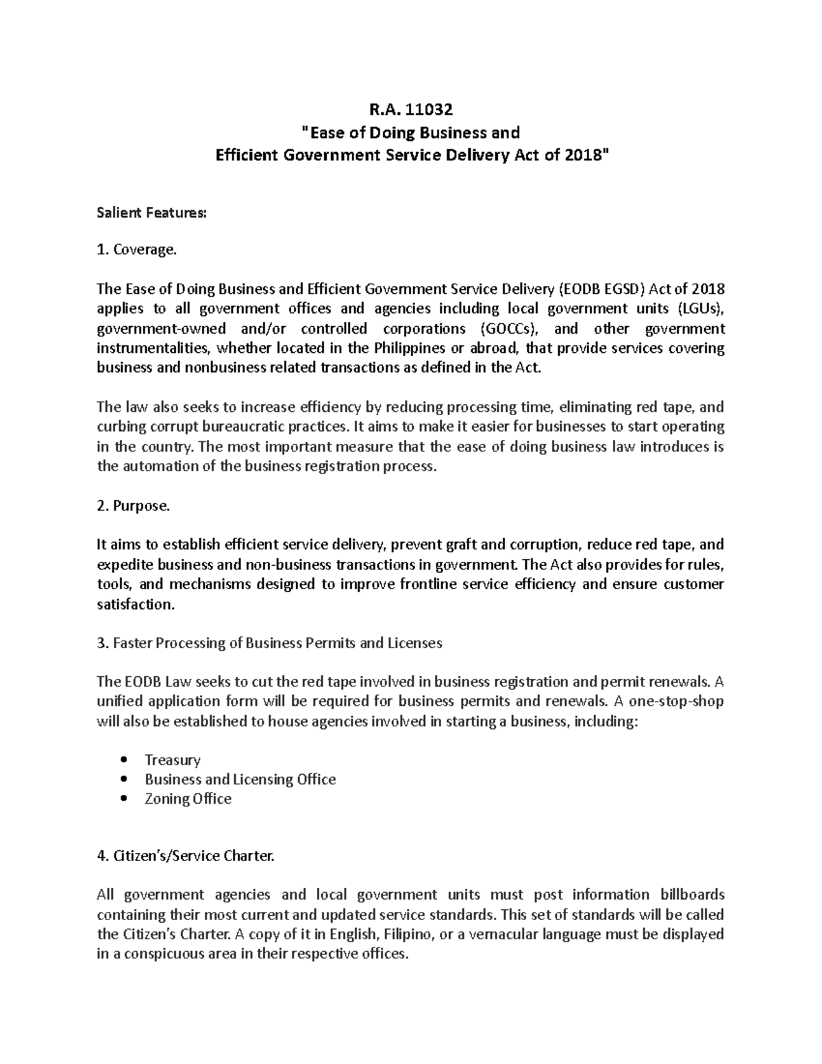 Ease of Doing Business and Efficient Government Service Delivery - R ...