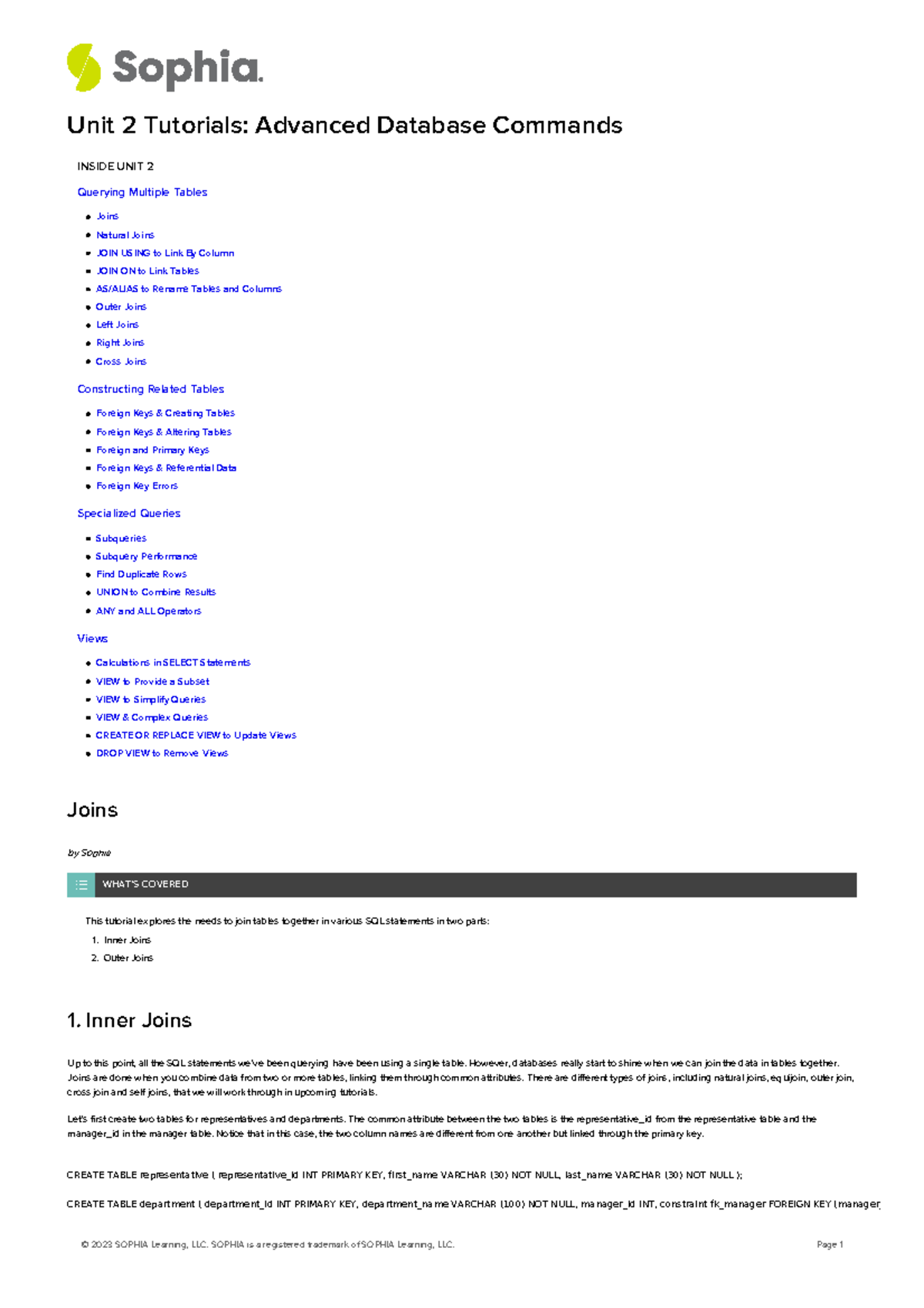 Unit 2 tutorials advanced database commands - Unit 2 Tutorials ...