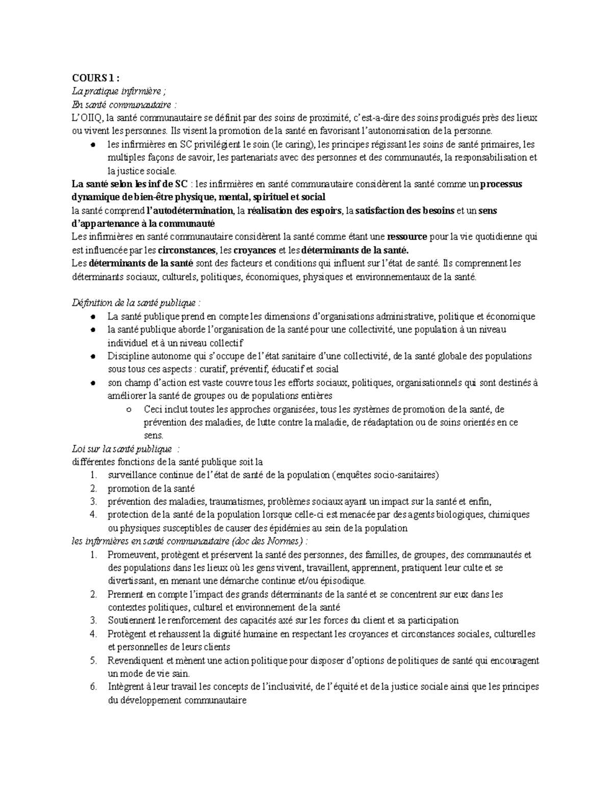 Feuilles de notes partenariat - COURS 1 : La pratique infirmière ; En ...