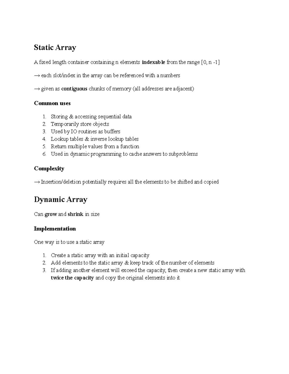 Arrays - Professor Hilfinger - Static Array A fixed length container ...