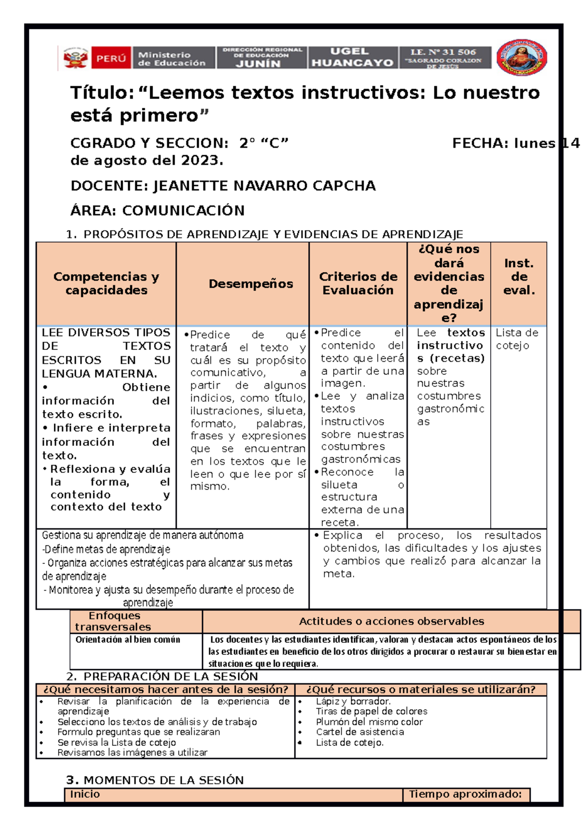 Actividad DE Aprendizaje N° 156 COMU - 14 agosto Leemos Textos ...