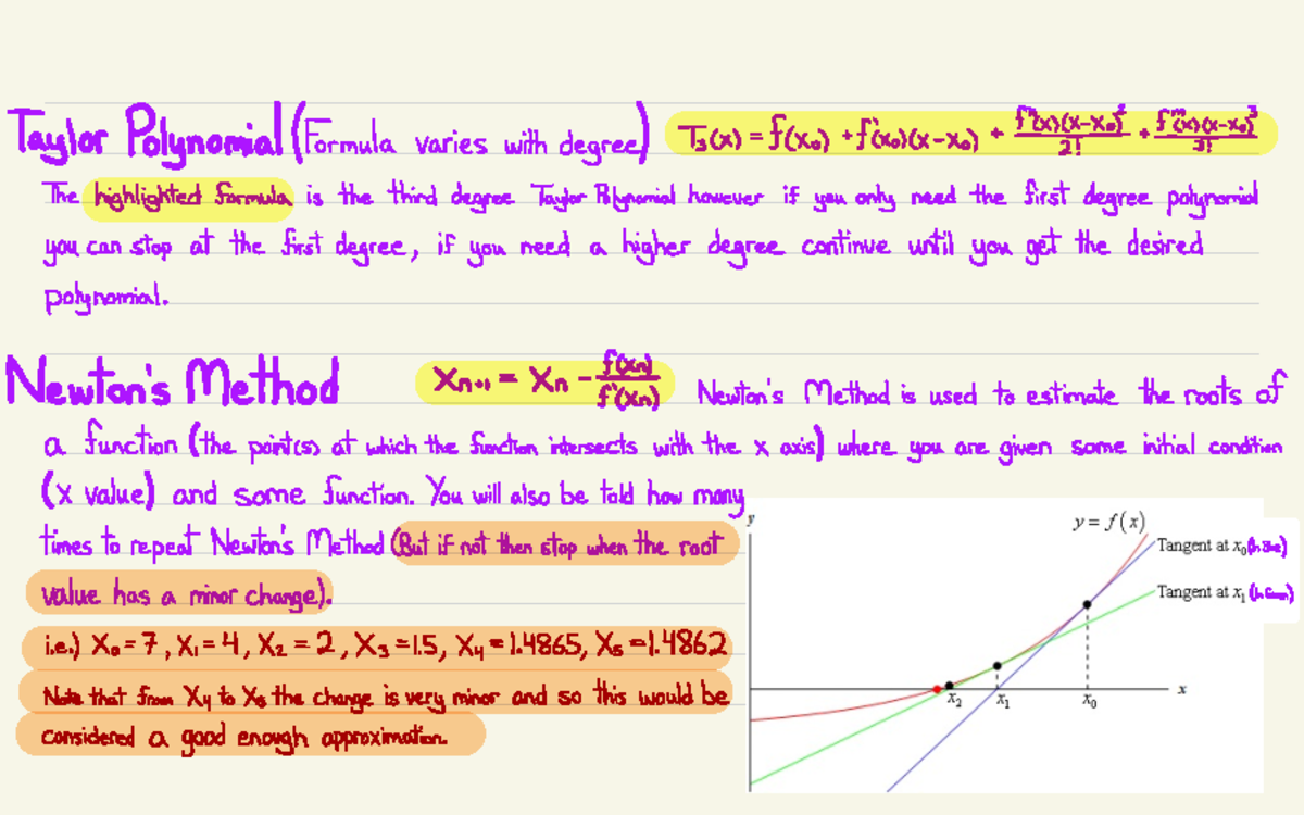 Calculus Notes - Important Concepts - Taylor Polynomial Formula varies ...