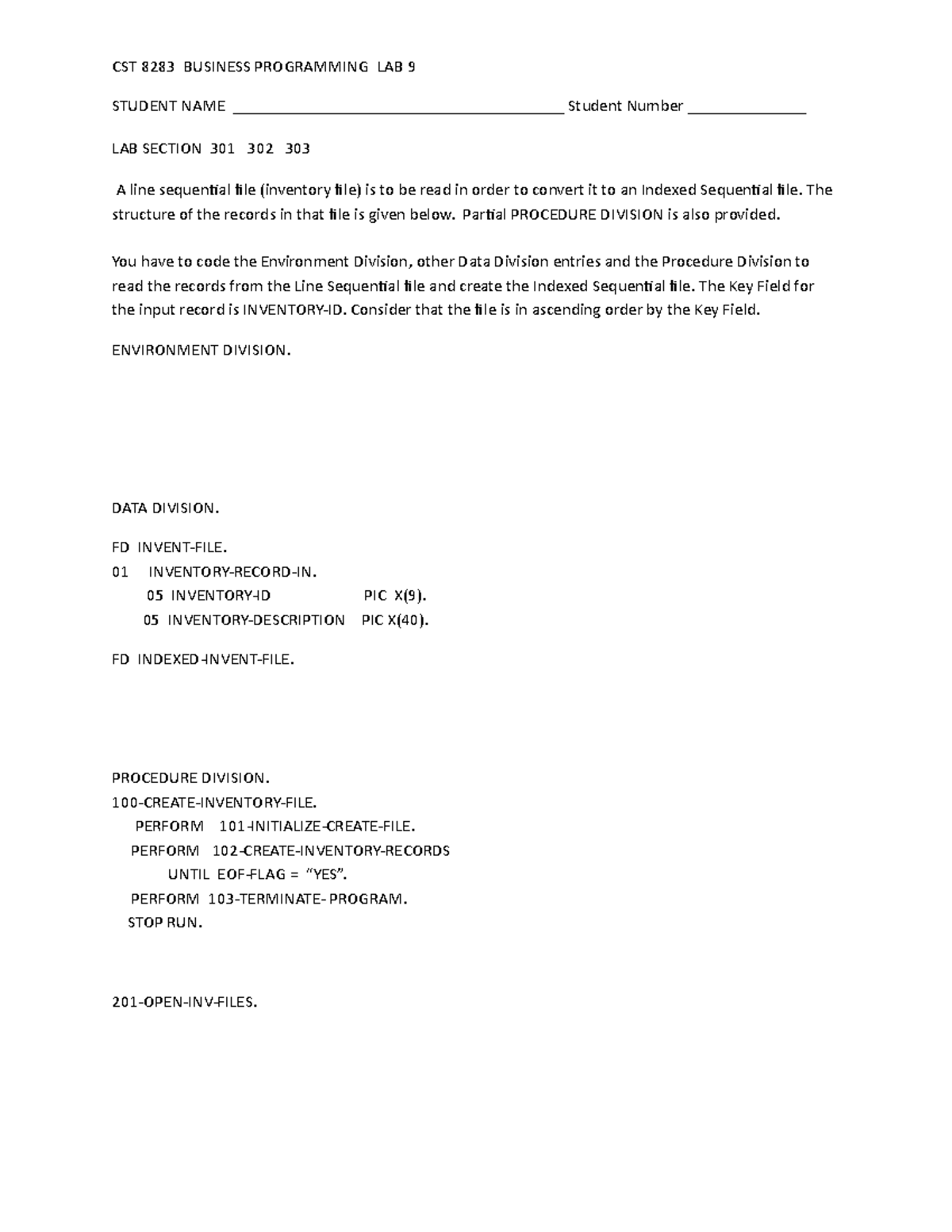 CST 8283 BUSINESS PROGRAMMING LAB 9 - CST 8283 BUSINESS PROGRAMMING LAB 9 STUDENT NAME - Studocu