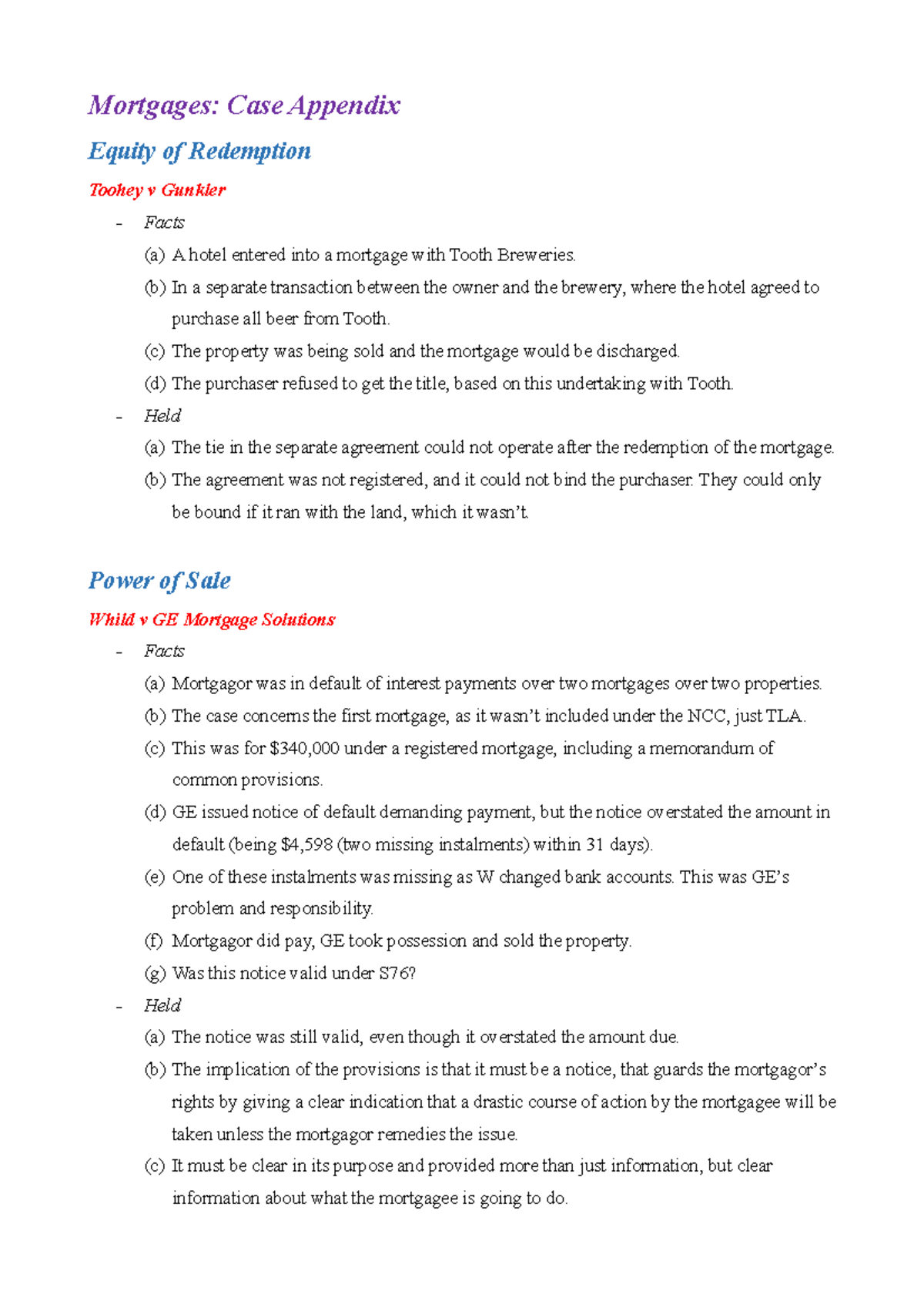 3A-Case-Appendix - Lecture notes 1 - Mortgages: Case Appendix Equity of ...