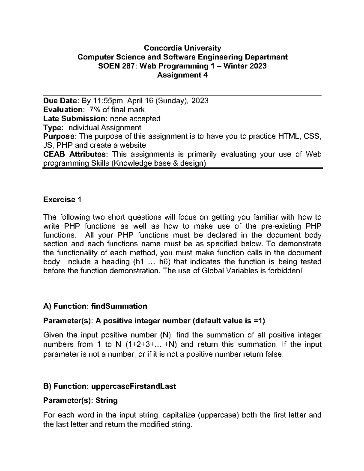 Assignment 3 Winter 2023 - Concordia University Computer Science and ...