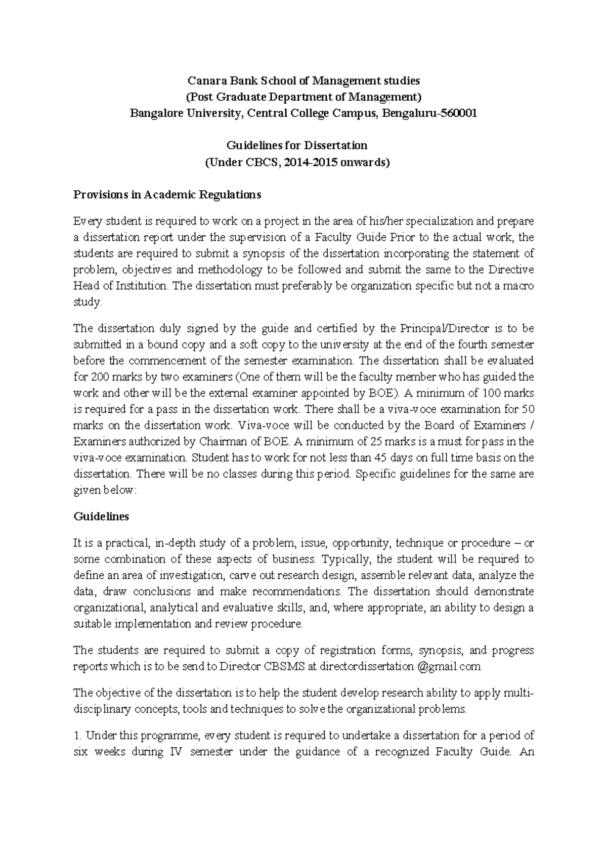 Dissertation Guidelines - Canara Bank School of Management studies ...
