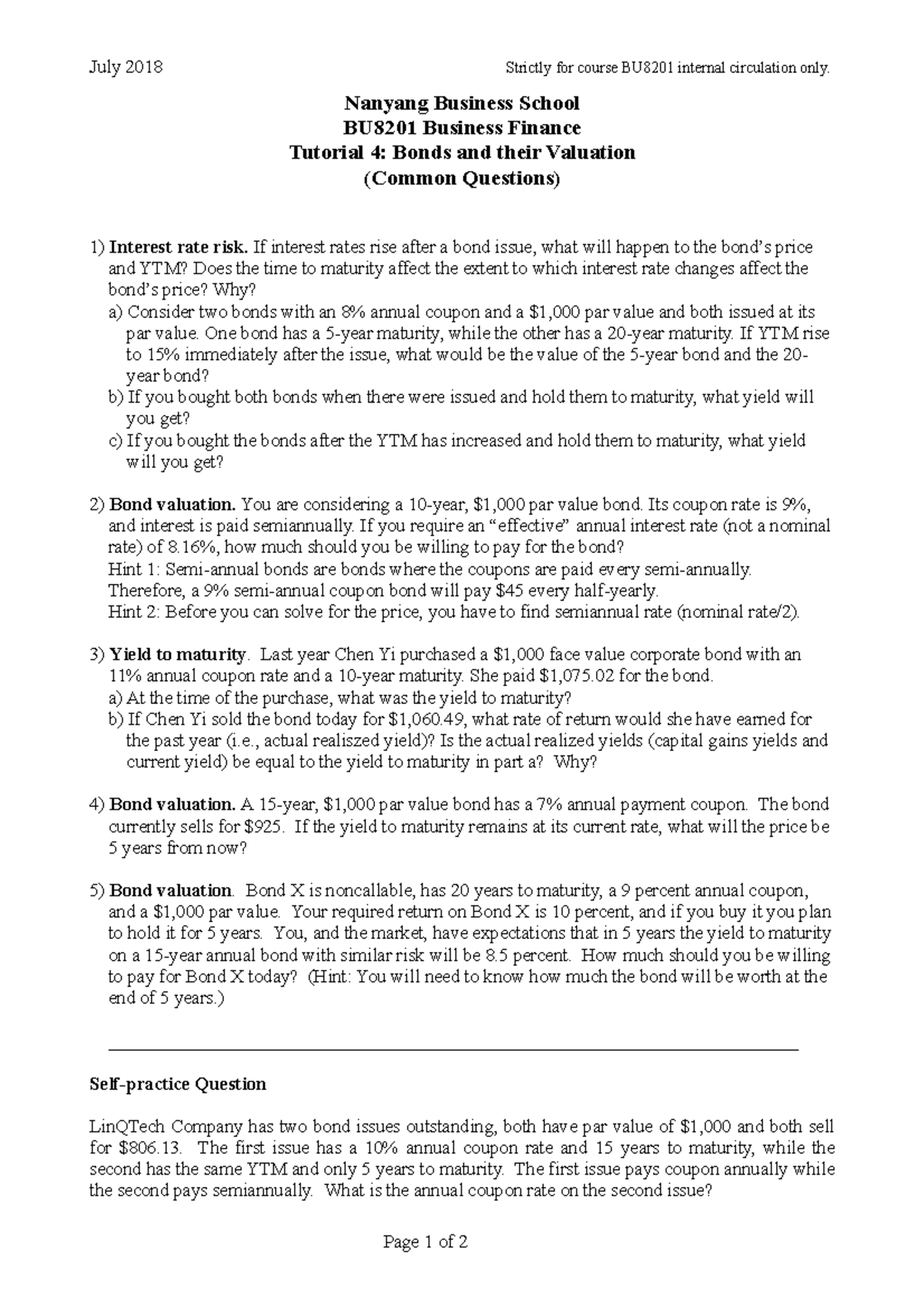 Tutorial 4 Week 4 for BF - July 2018 Strictly for course BU8201 ...