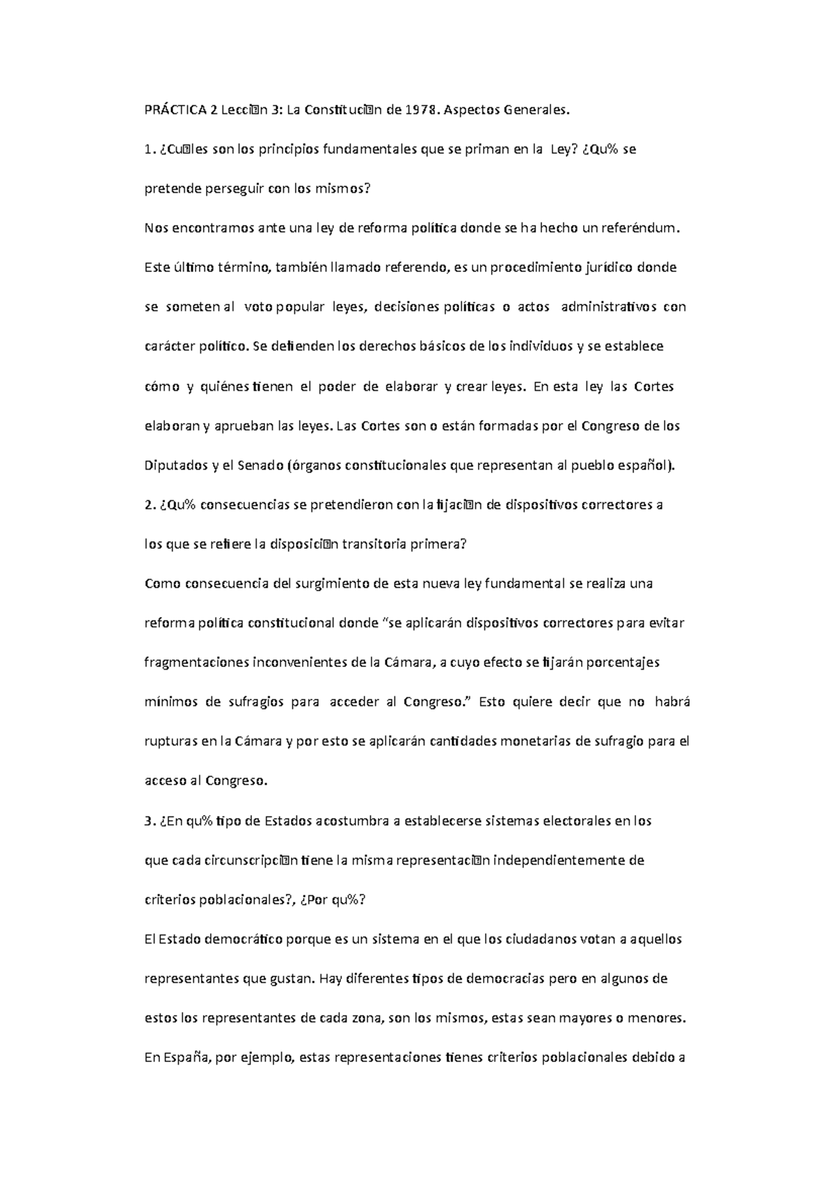 Práctica 2 Lecci - Practica - PRÁCTICA 2 Lecci n 3: La Constituci n de 1978. Aspectos Generales ...