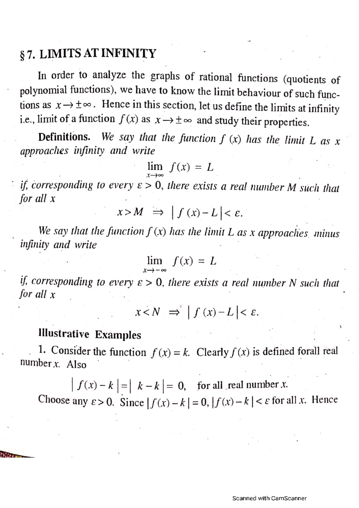 .limits at infinity, definition,it's problems, illustrative examples ...