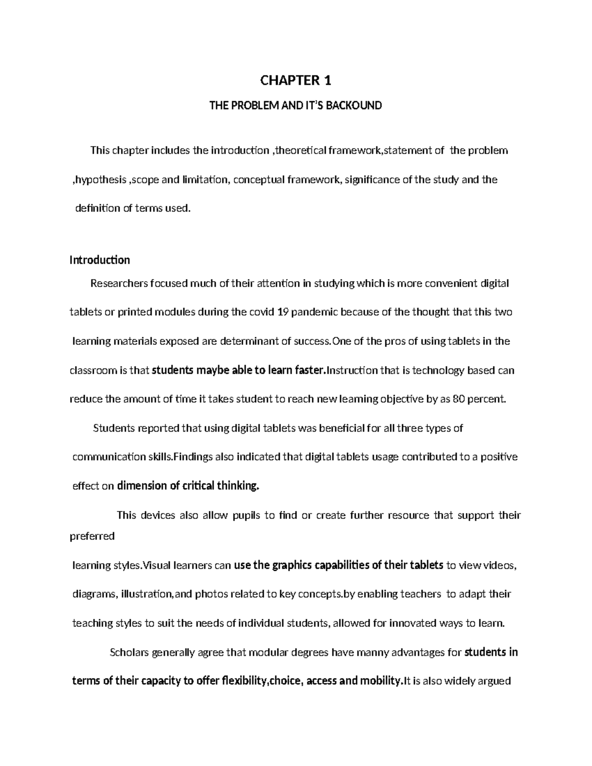 Chapter 1 research paper - CHAPTER 1 THE PROBLEM AND IT’S BACKOUND This ...