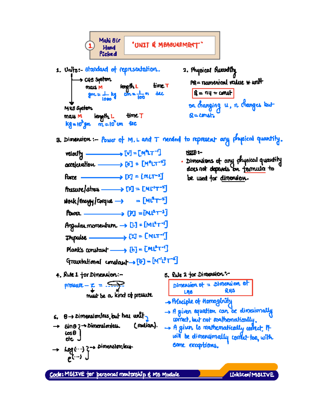 01 Unit and Dimension - useful for basic understanding - Mahi Sir I ...
