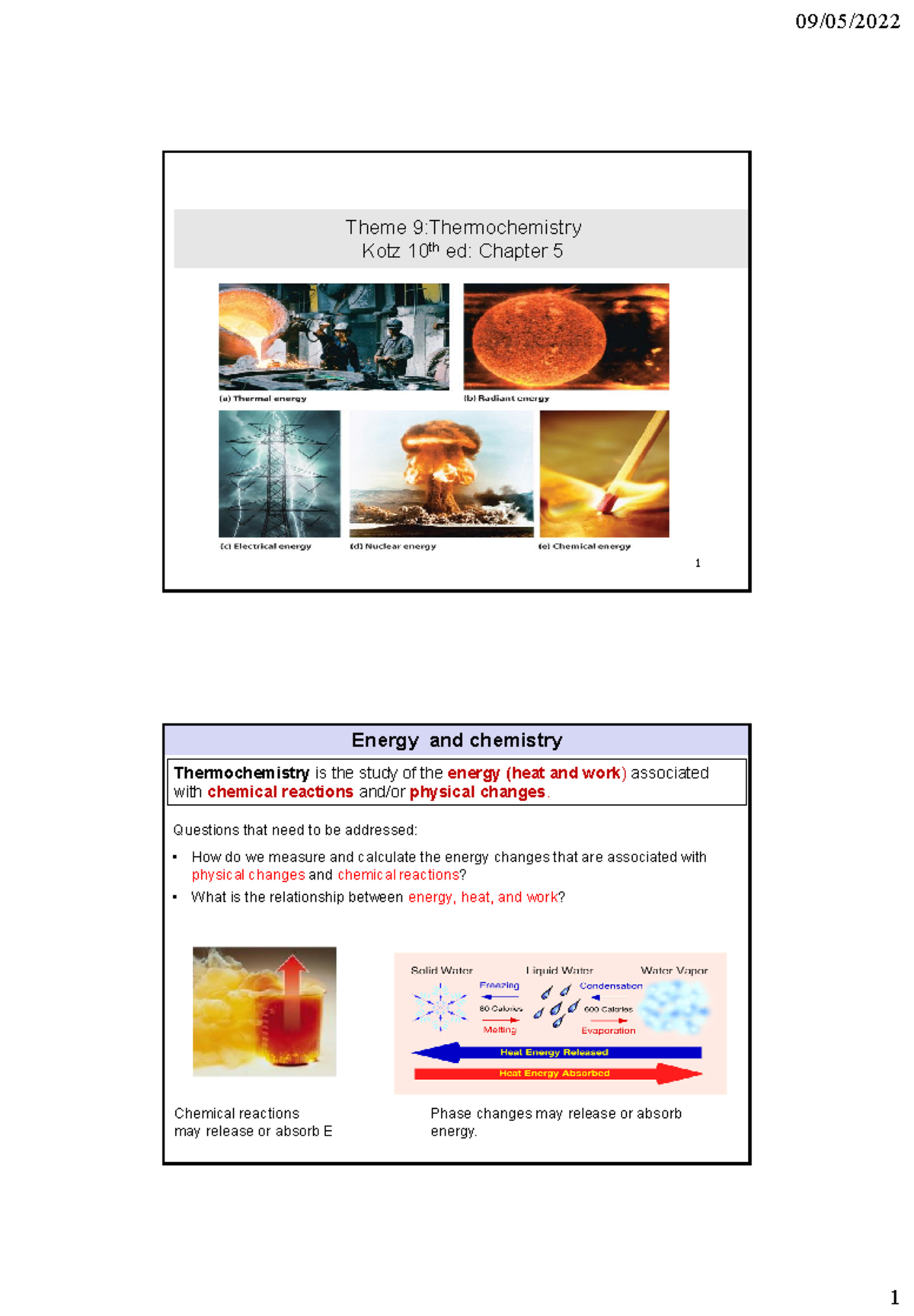 Theme 9 Thermochemistry Part A - Theme 9:Thermochemistry Kotz 10 th ed ...