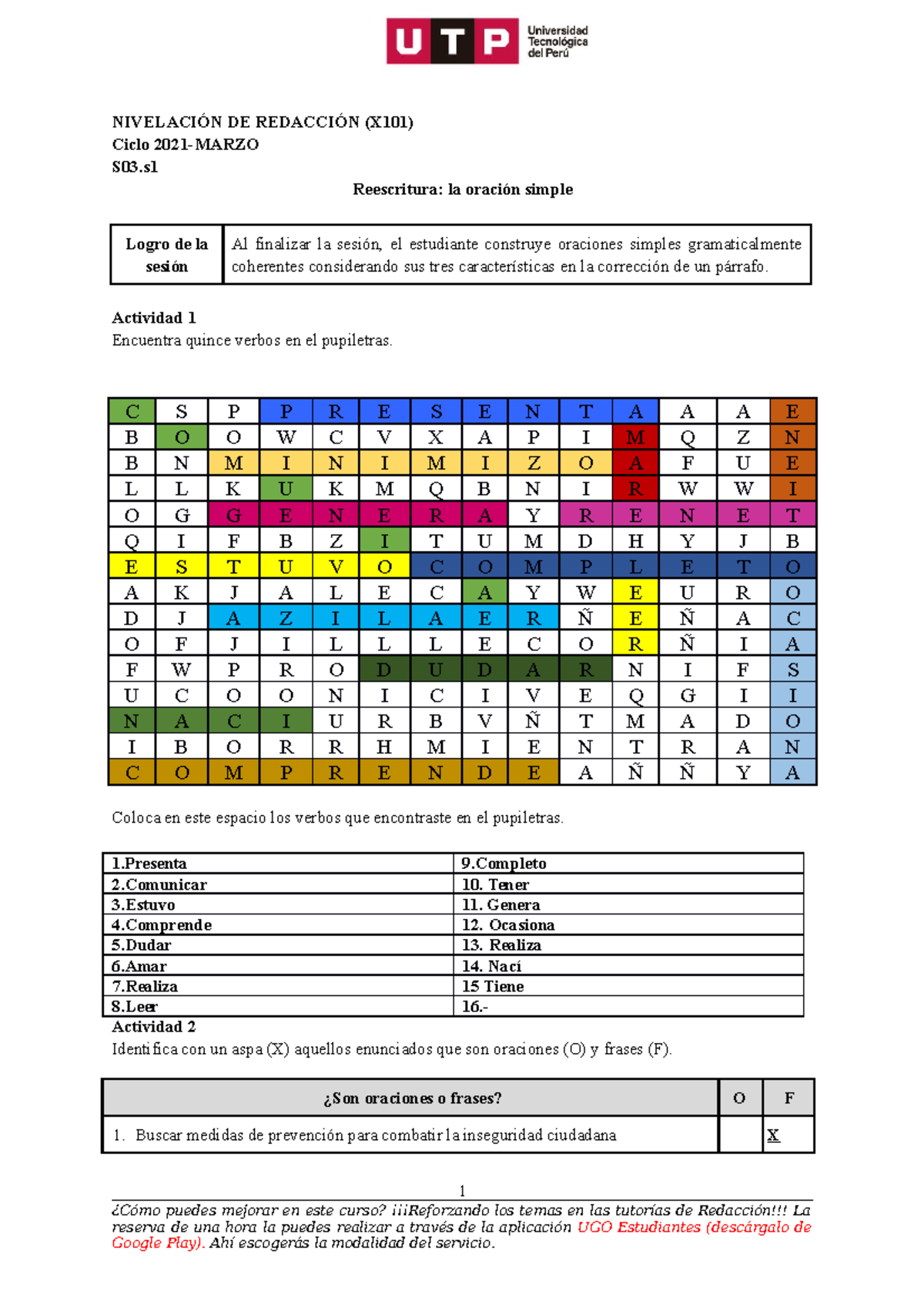Corrigido TARE 3vvv - NIVELACIÓN DE REDACCIÓN (X101) Ciclo 2021-MARZO ...