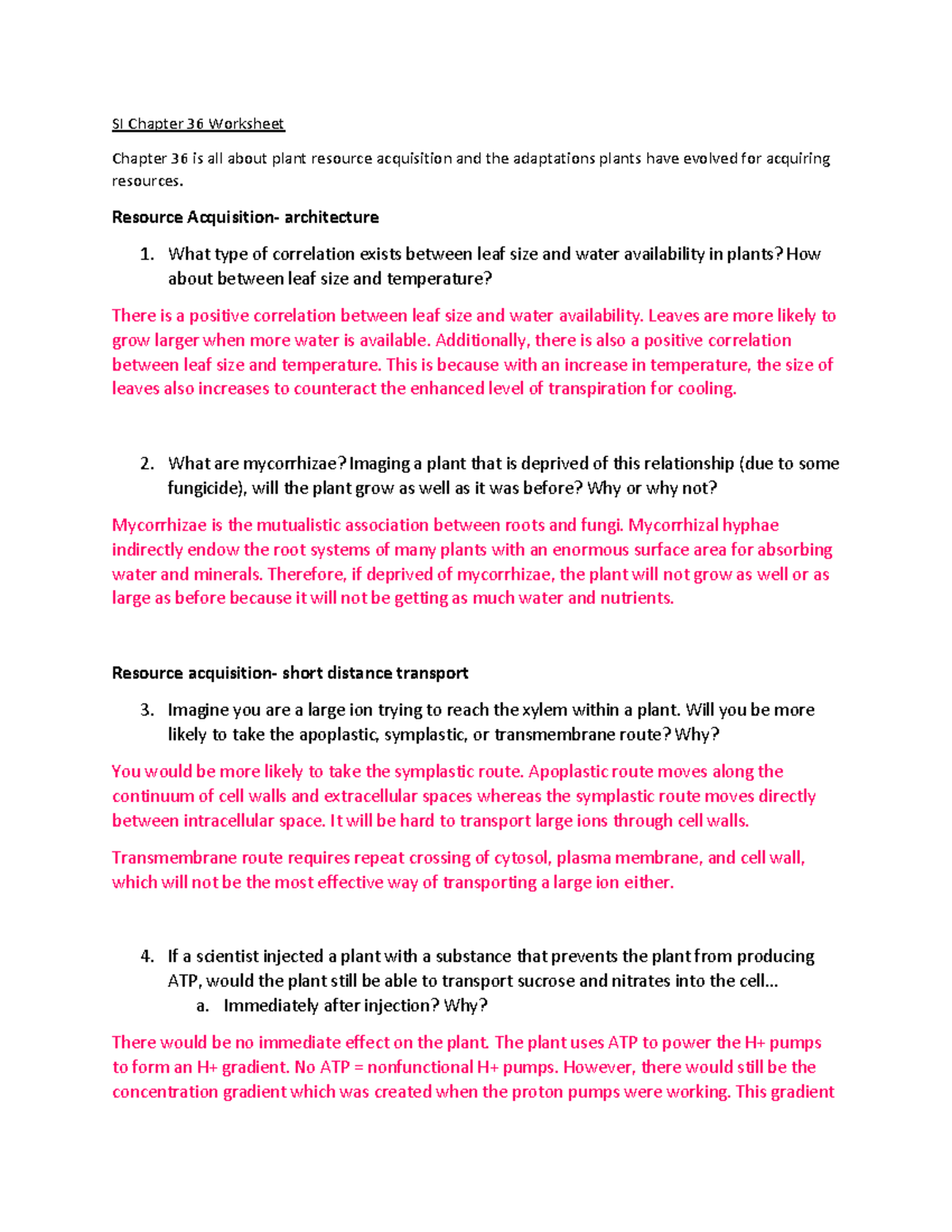 BIO 2 Answers CH 36 - BIOLOGY II - SI Chapter 36 Worksheet Chapter 36 ...